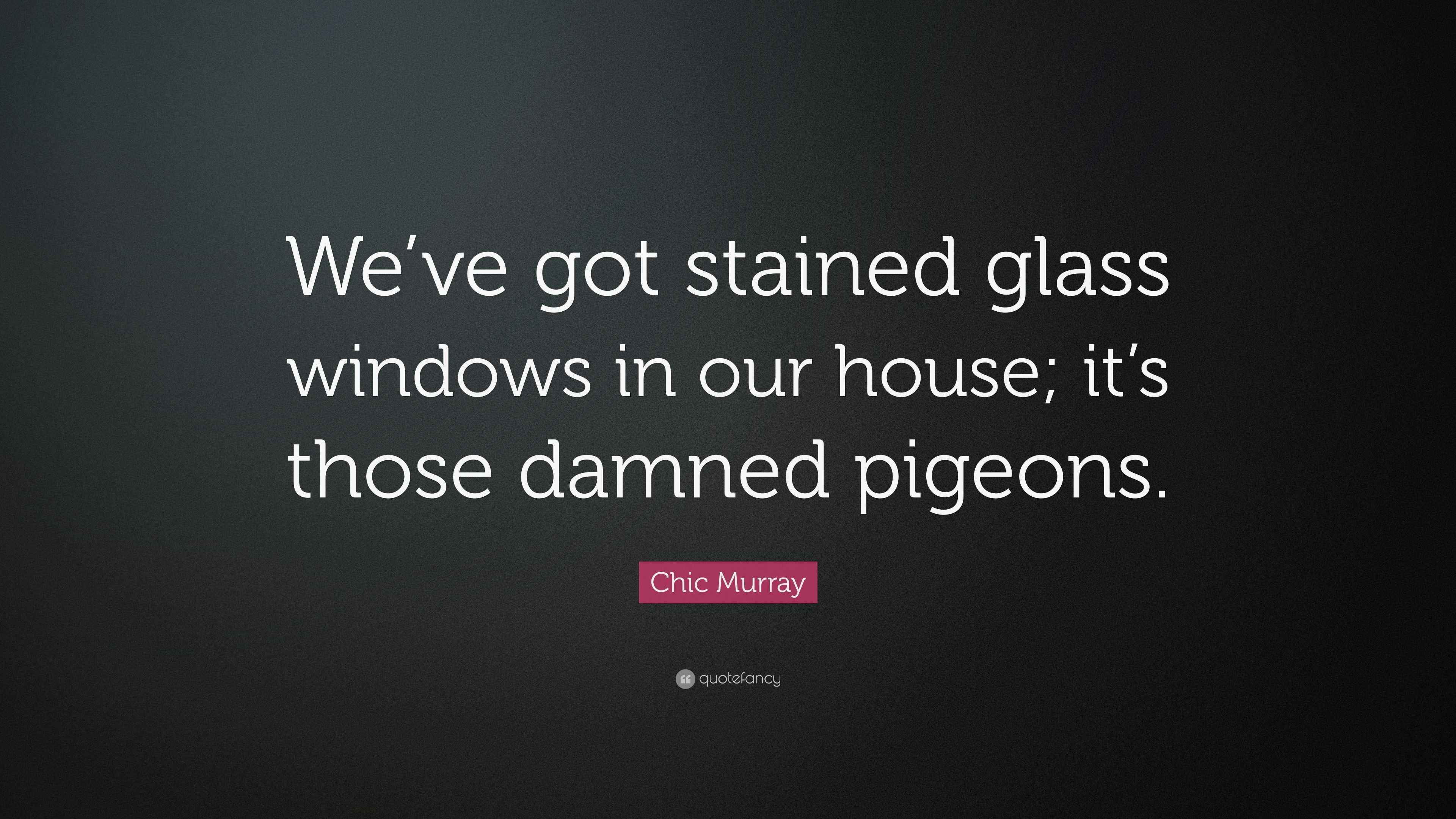 Chic Murray Quote: “We’ve got stained glass windows in our house; it’s ...