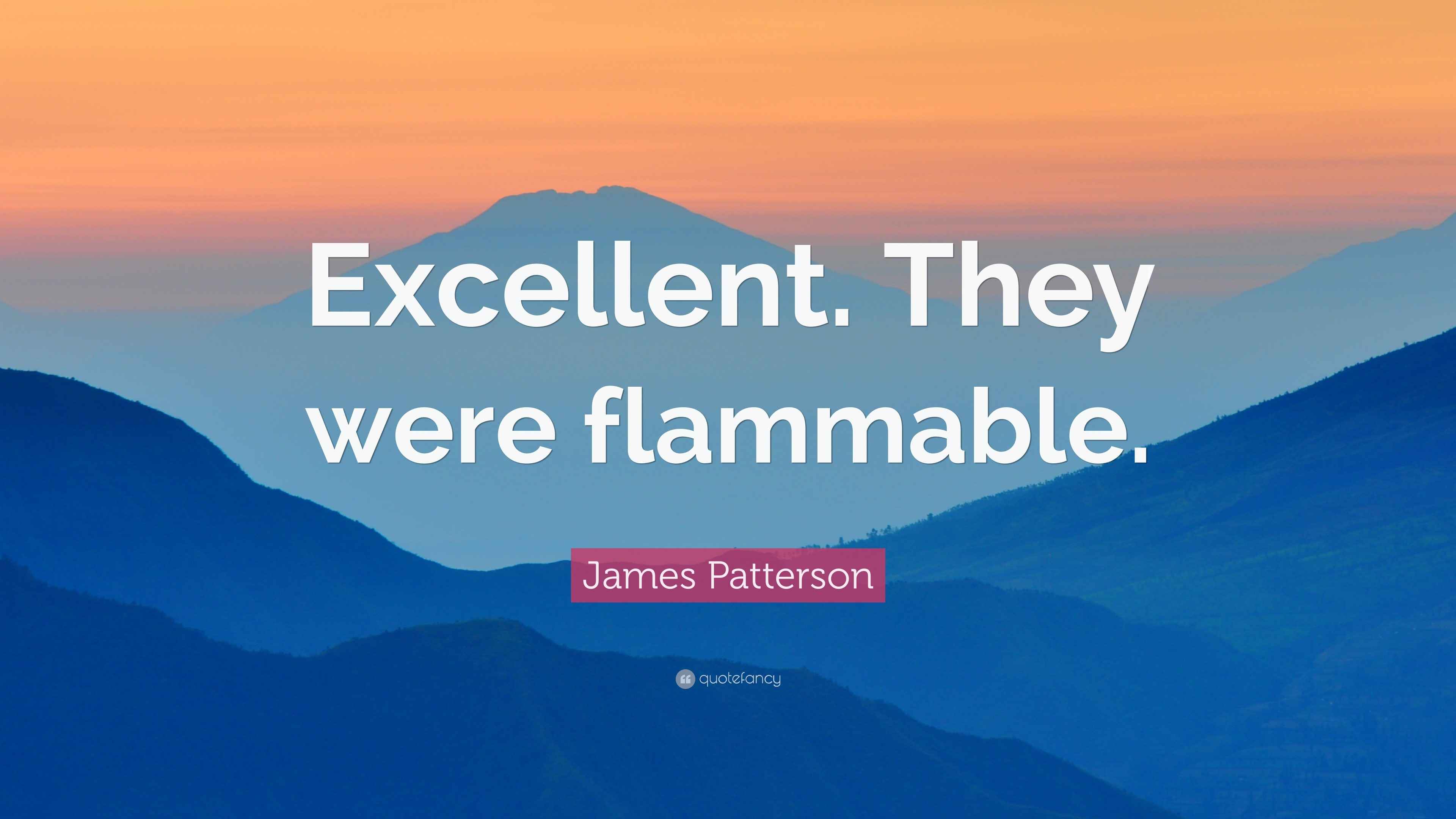 James Patterson Quote: “Excellent. They were flammable.”
