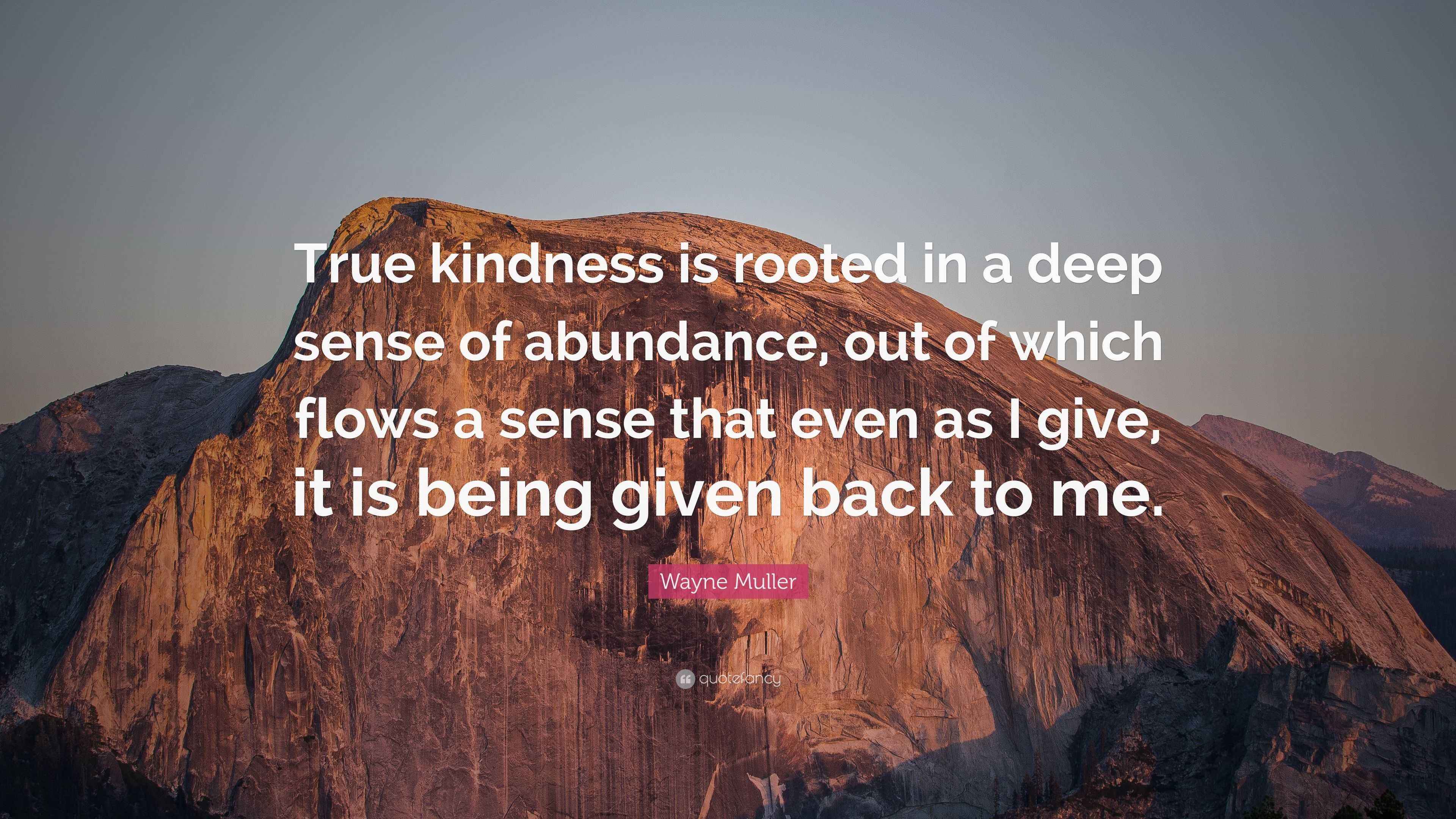 Wayne Muller Quote: “True kindness is rooted in a deep sense of ...