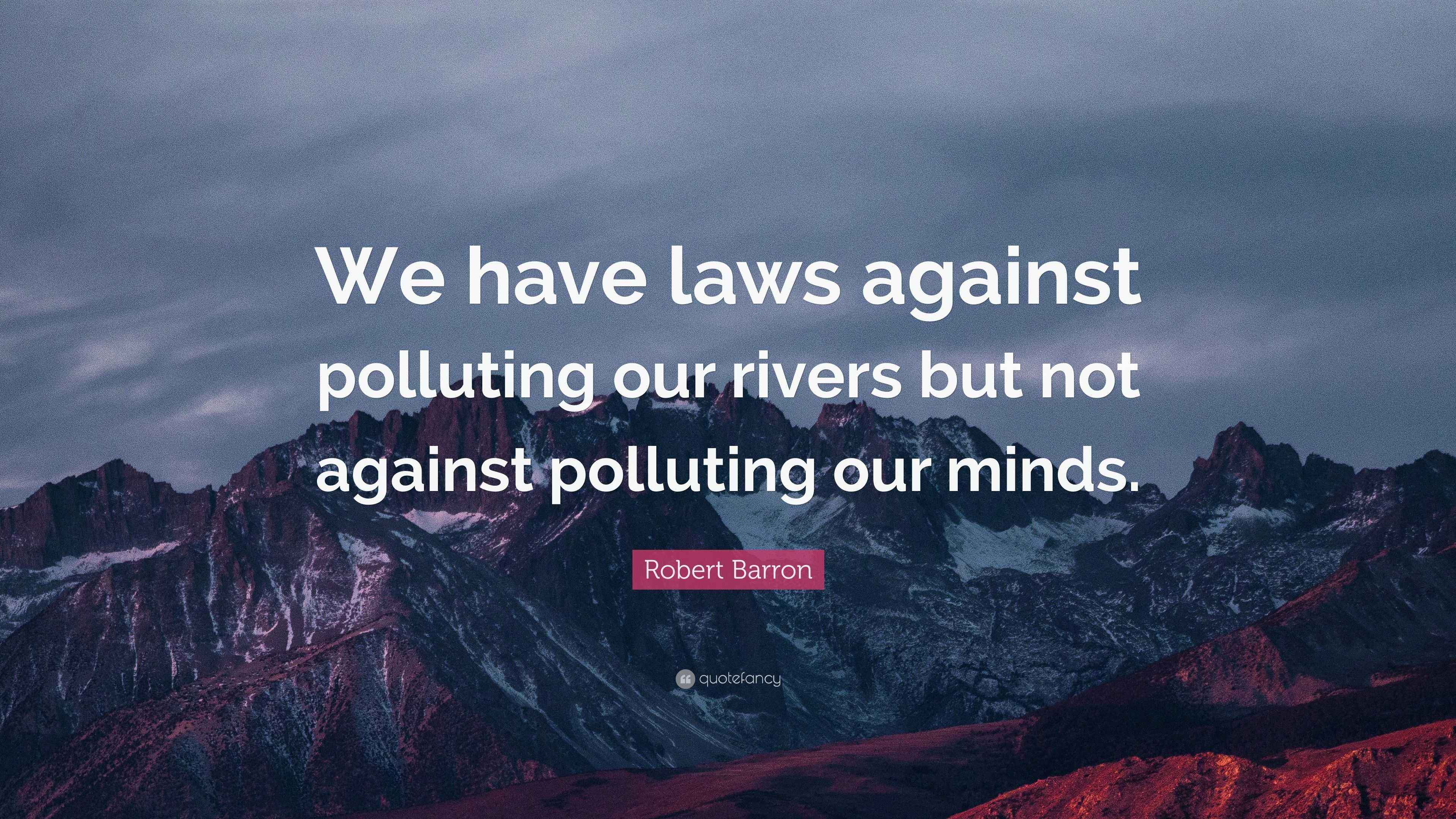 Robert Barron Quote: “We have laws against polluting our rivers but not ...