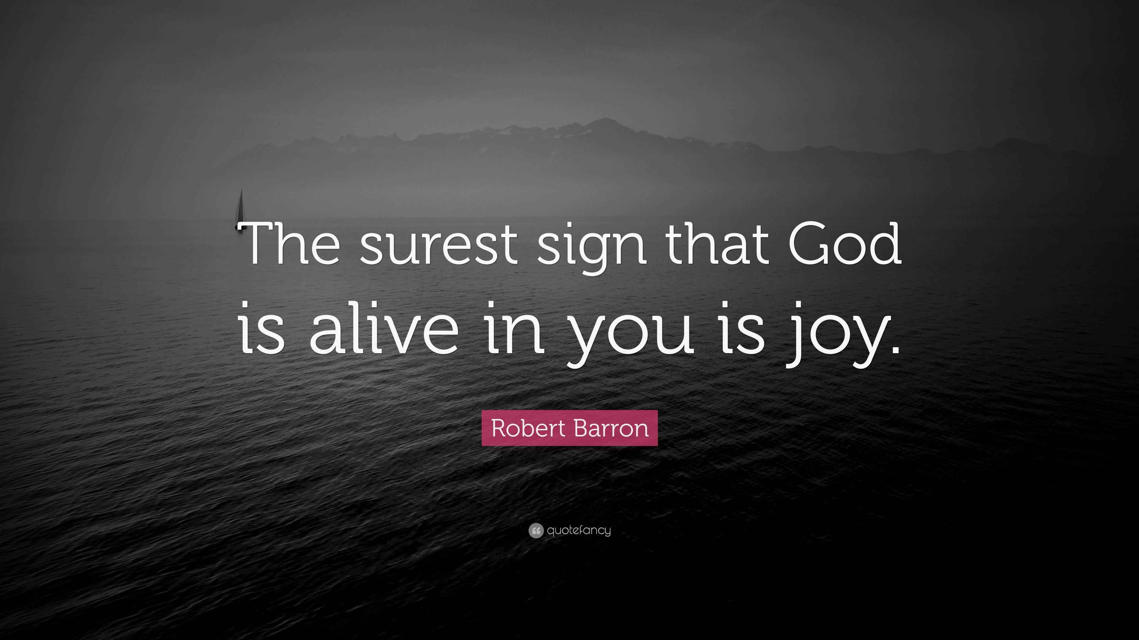 Robert Barron Quote: “The surest sign that God is alive in you is joy.”