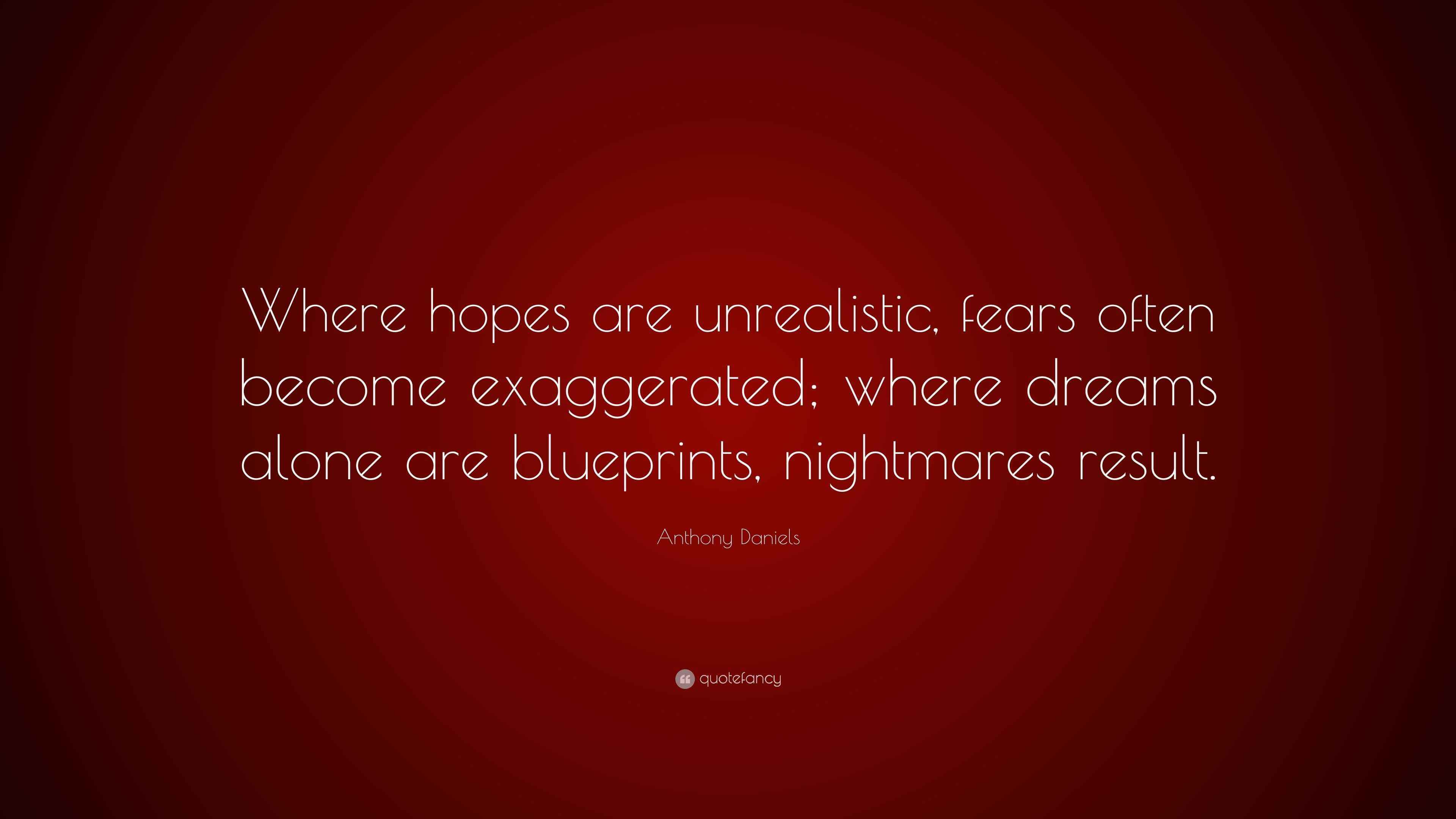 Anthony Daniels Quote: “Where hopes are unrealistic, fears often become ...