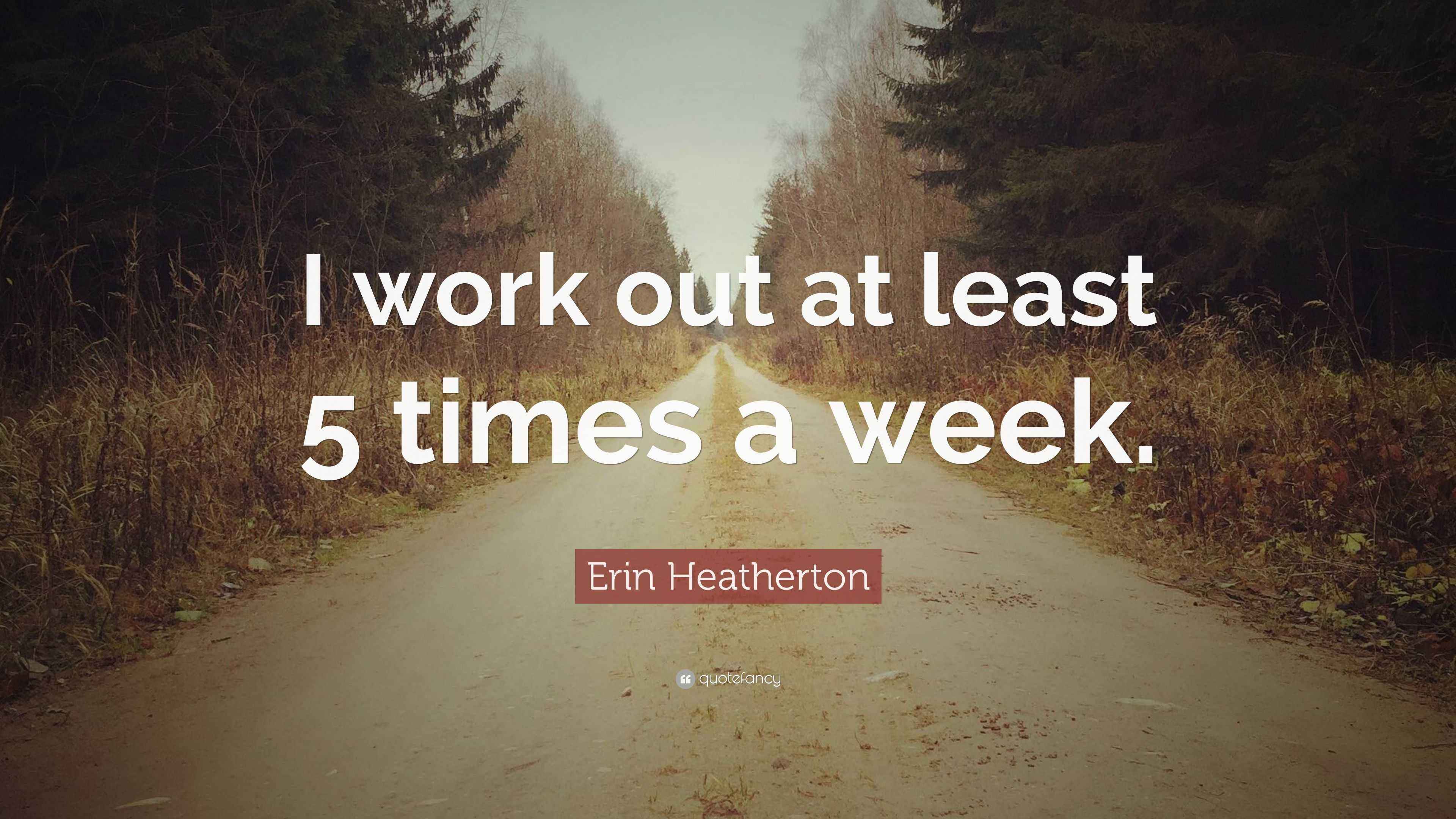 Erin Heatherton Quote: “I work out at least 5 times a week.”