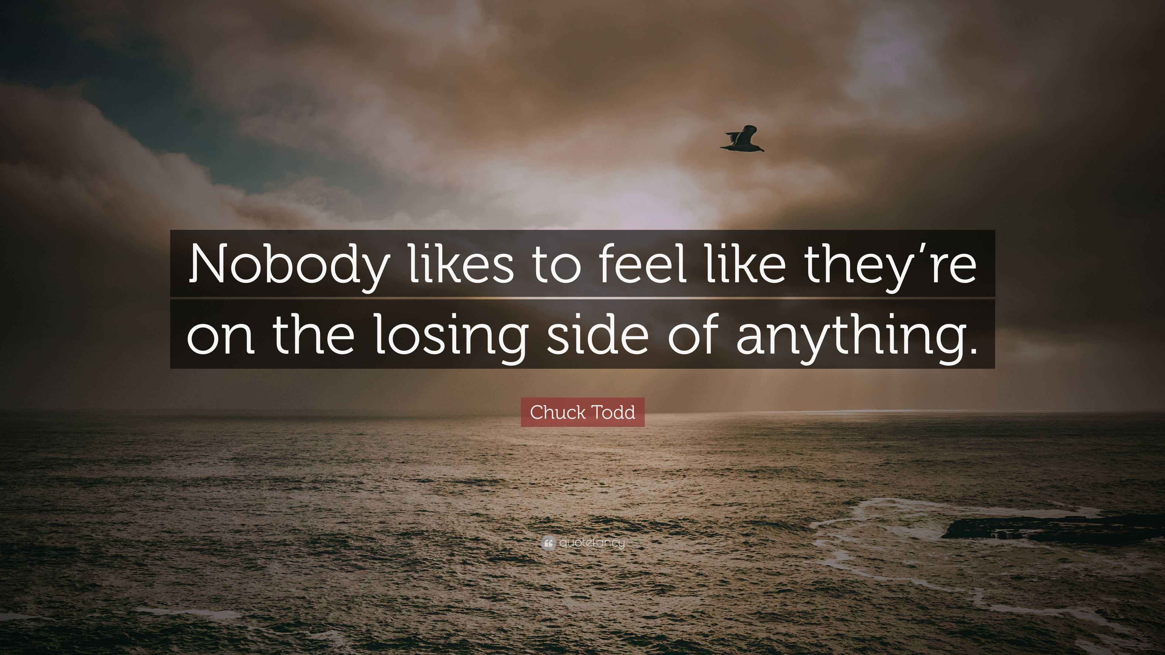 Chuck Todd Quote: “Nobody likes to feel like they’re on the losing side ...