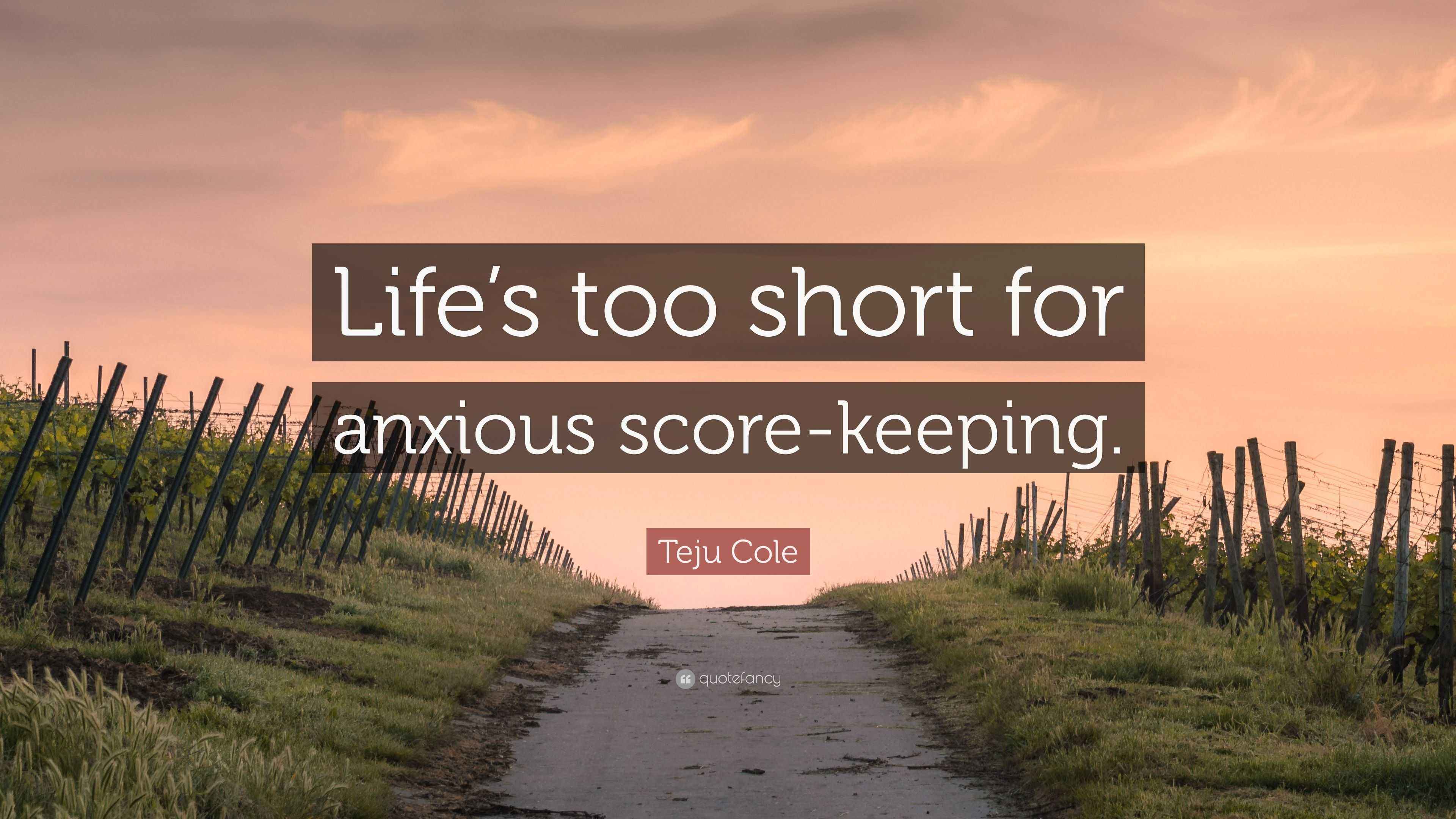 Teju Cole Quote: “Life’s too short for anxious score-keeping.”