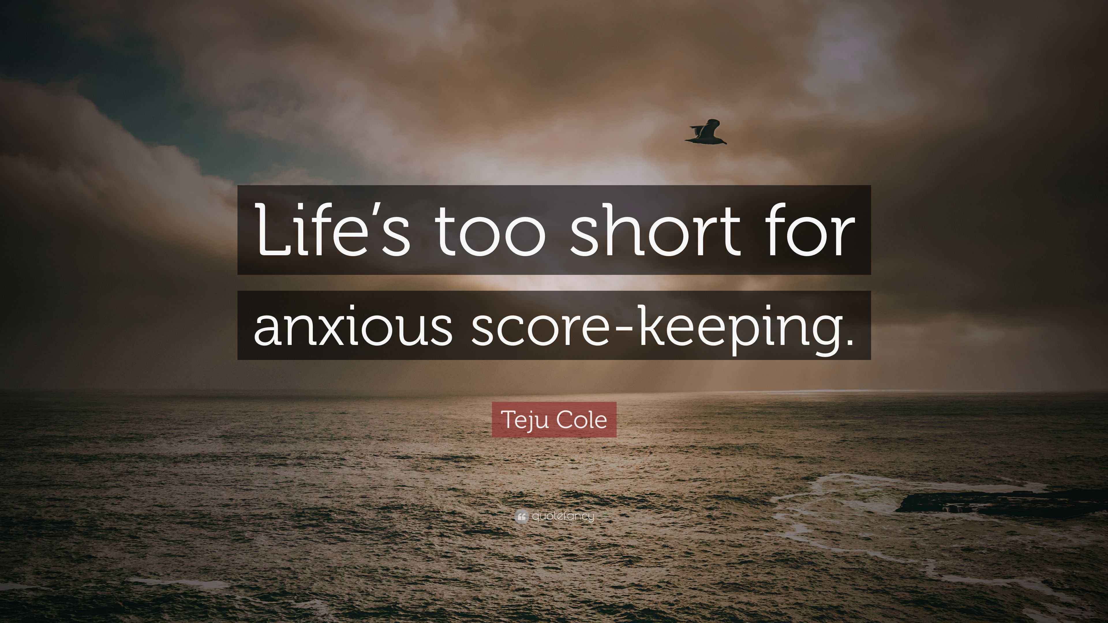 Teju Cole Quote: “Life’s too short for anxious score-keeping.”