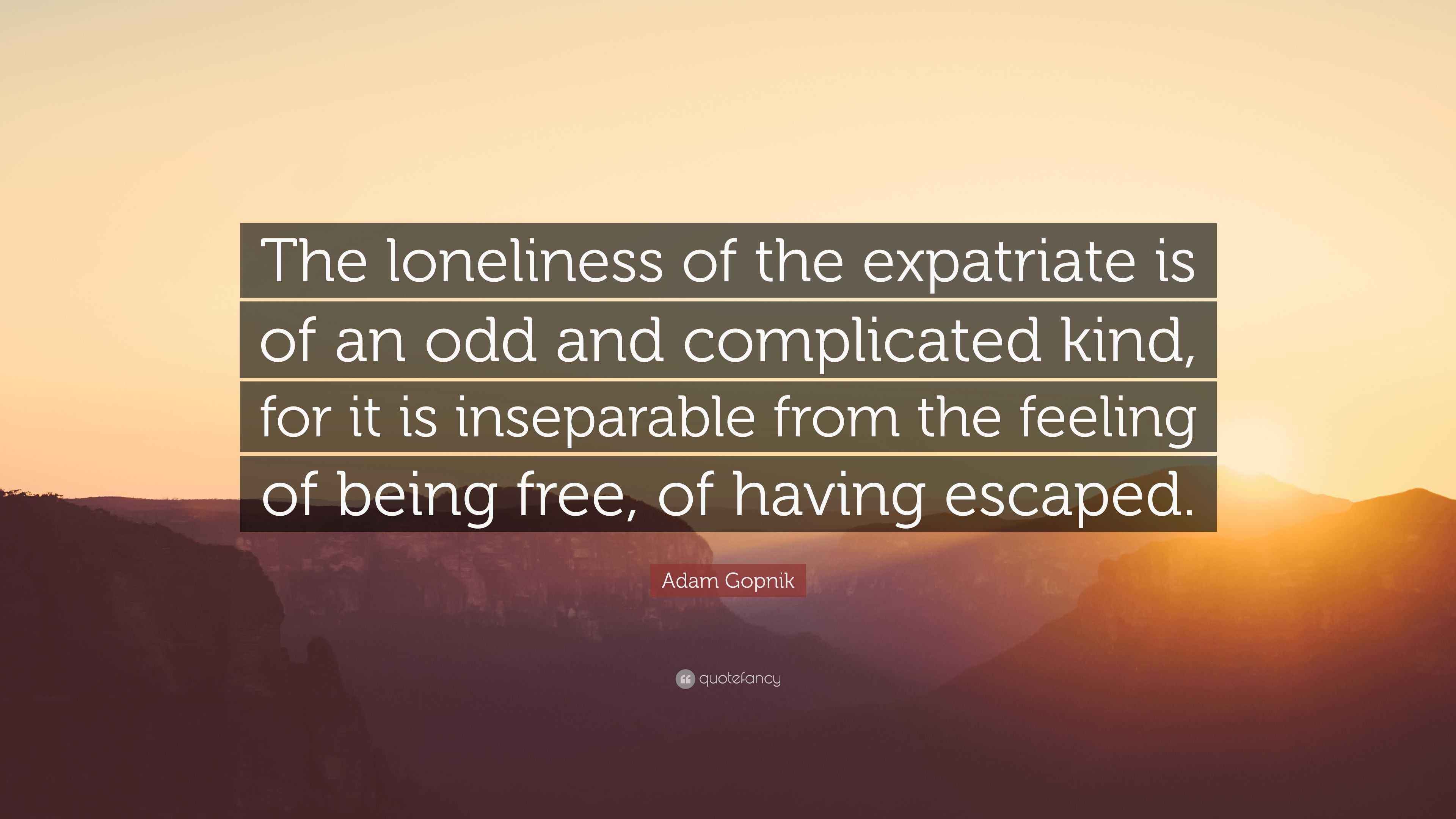 Adam Gopnik Quote: “The loneliness of the expatriate is of an odd and ...