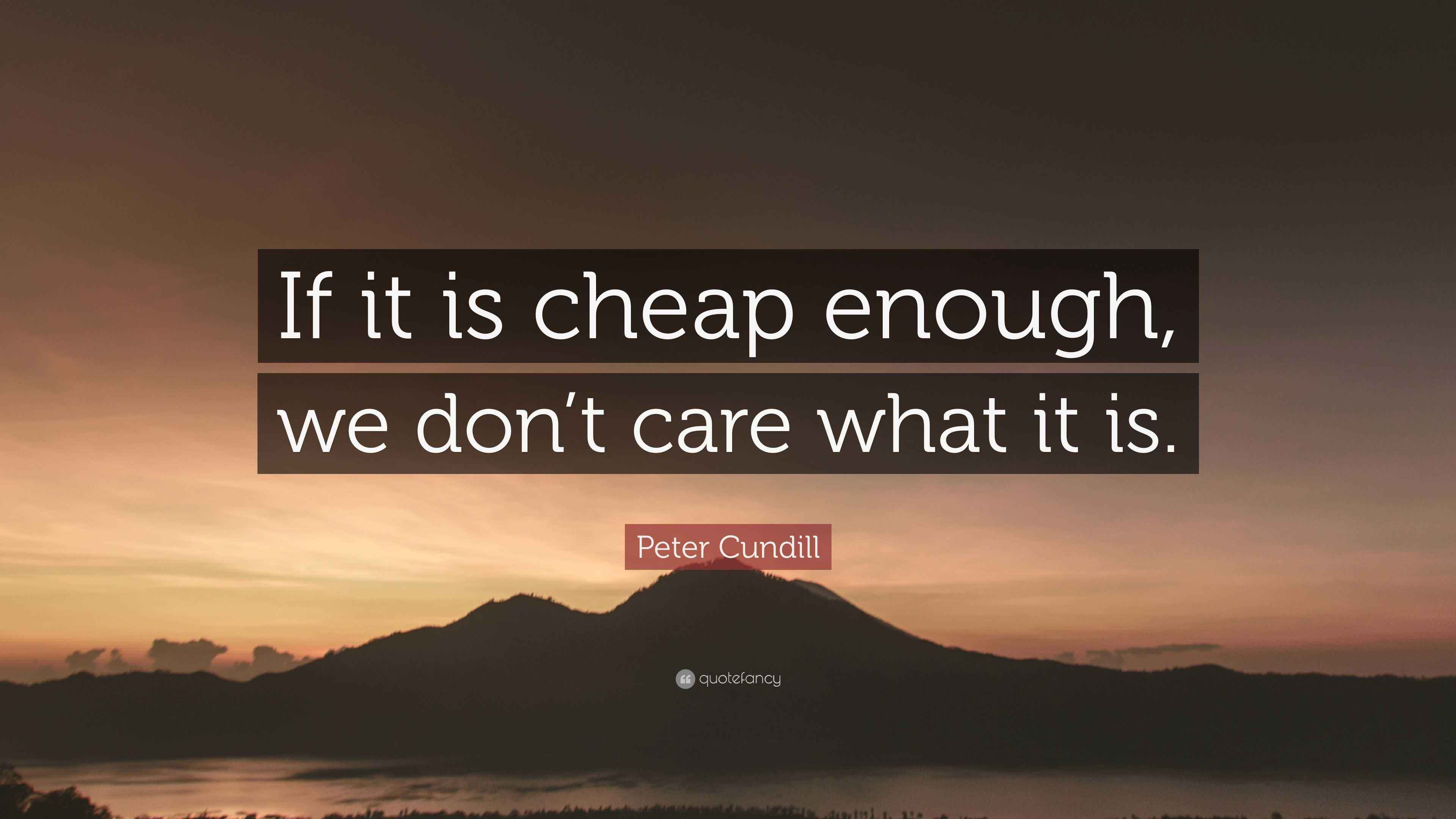 Peter Cundill Quote: “If it is cheap enough, we don’t care what it is.”