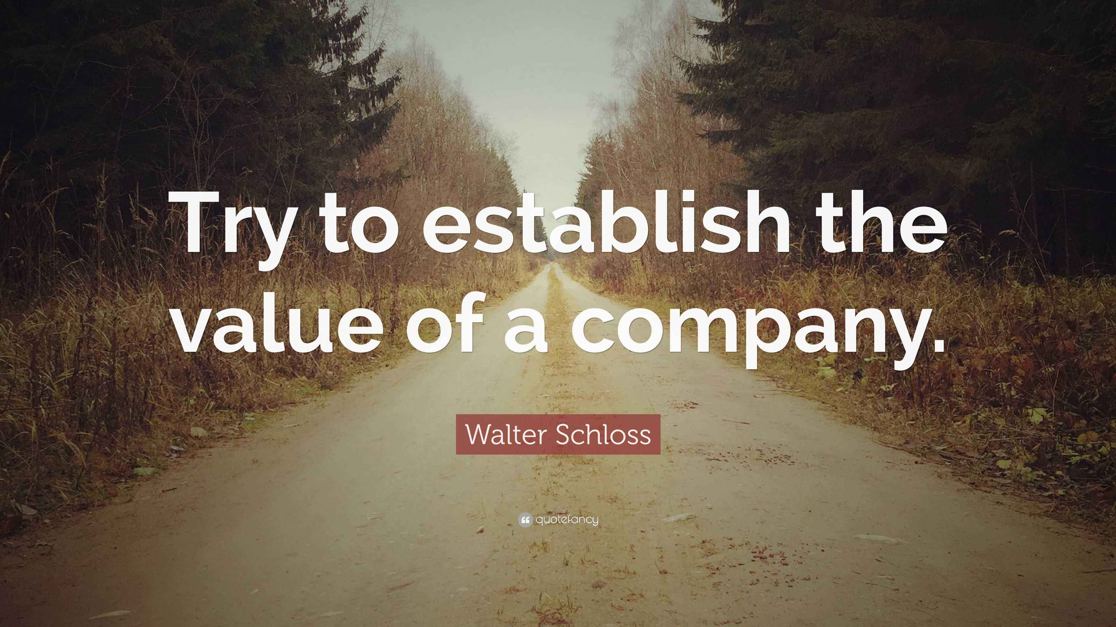 Walter Schloss Quote: “Try to establish the value of a company.”