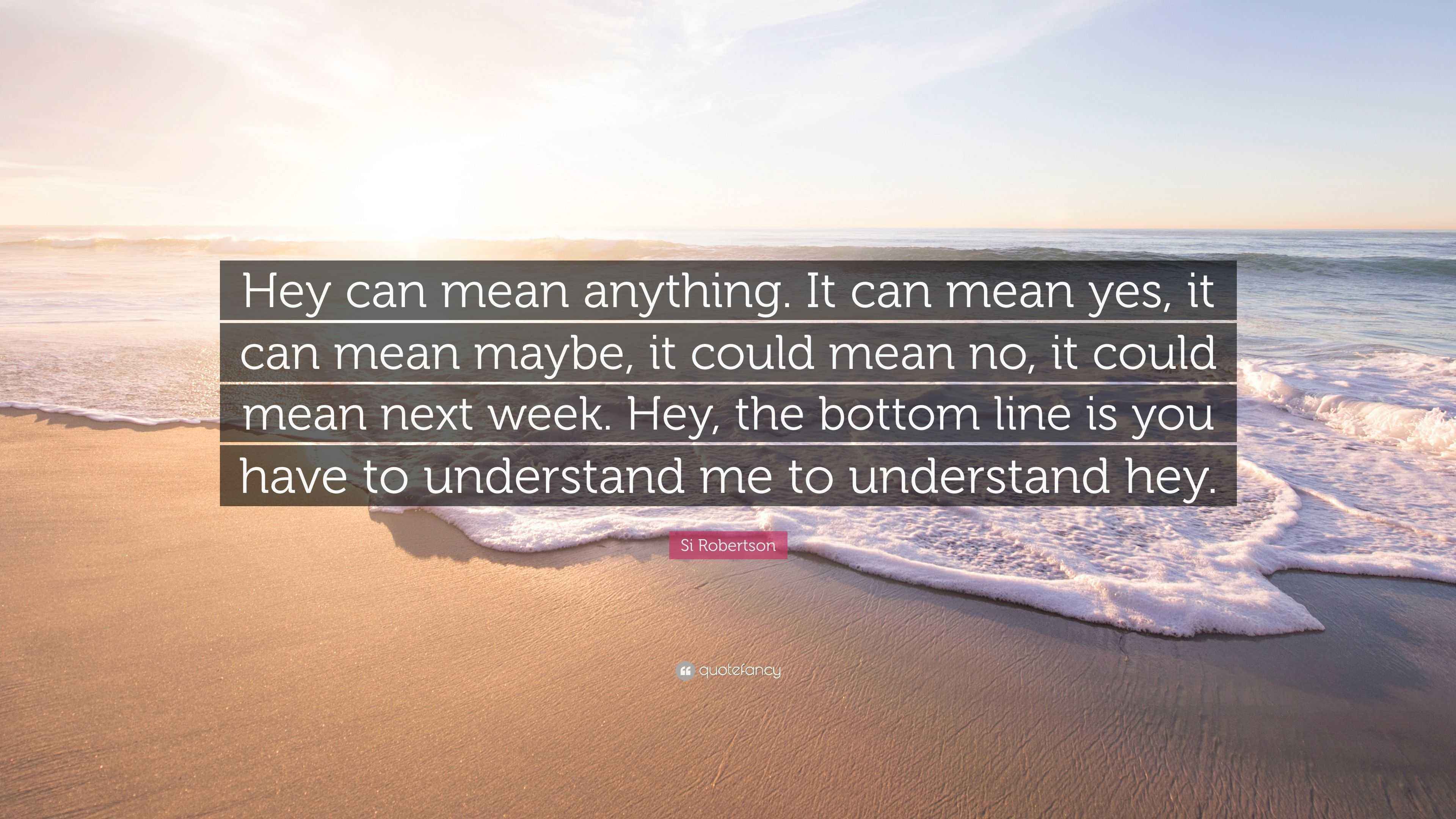Si Robertson Quote: “Hey can mean anything. It can mean yes, it can ...