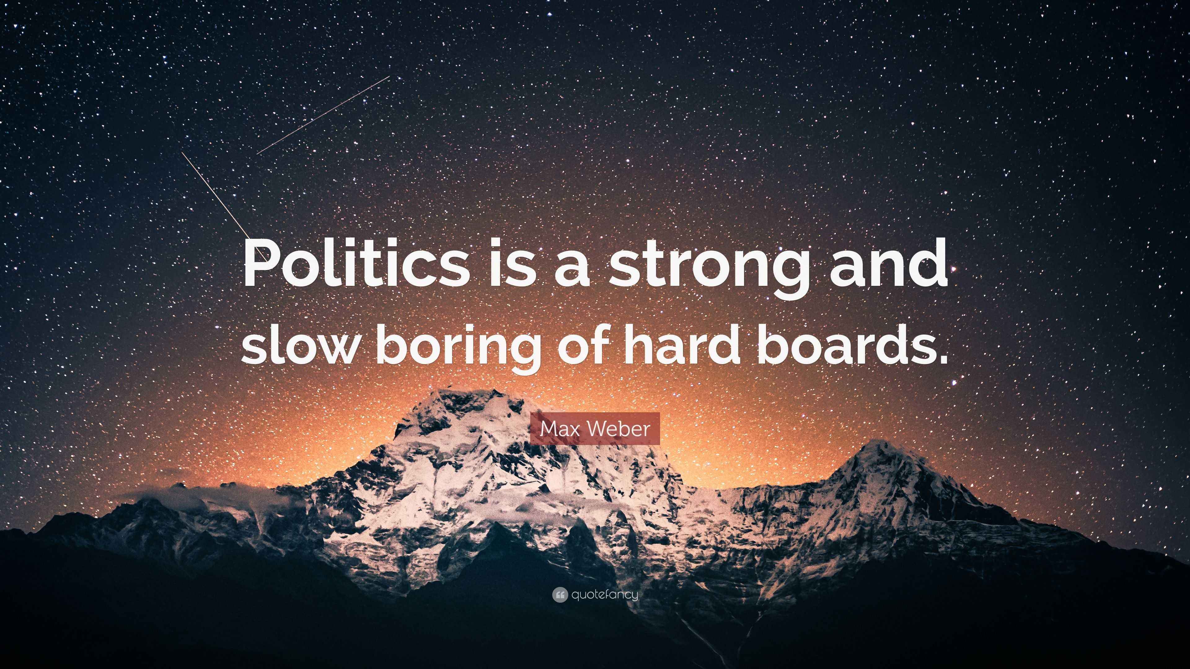 Max Weber Quote: “Politics is a strong and slow boring of hard boards.”