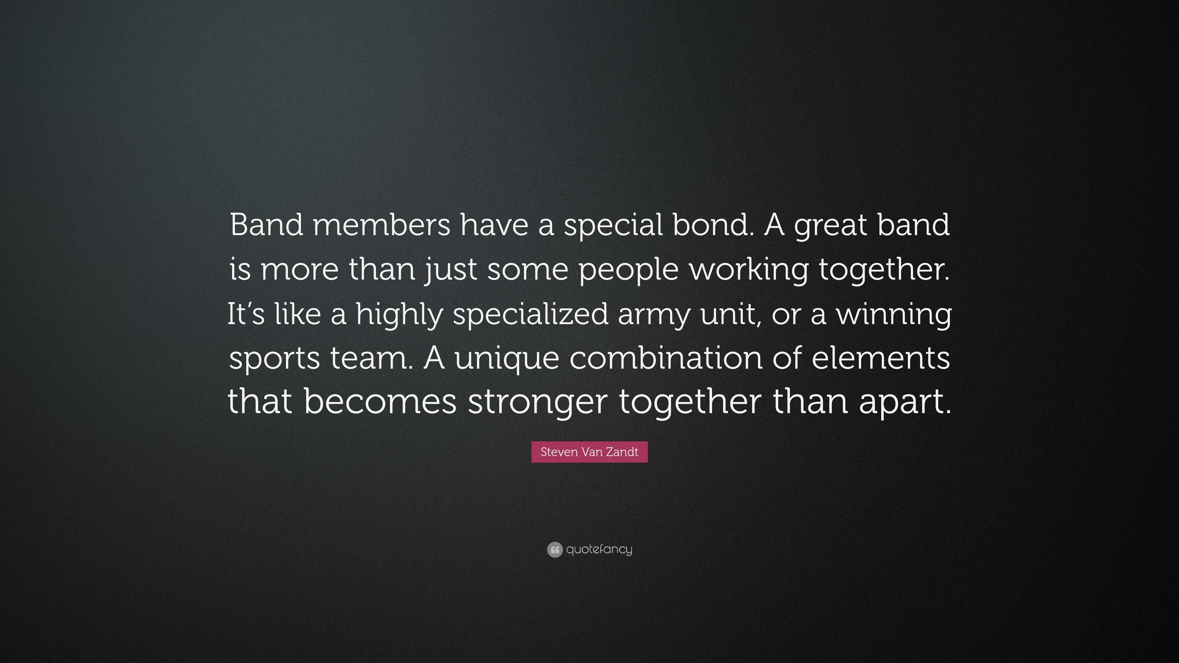 Steven Van Zandt Quote: “Band members have a special bond. A great band ...