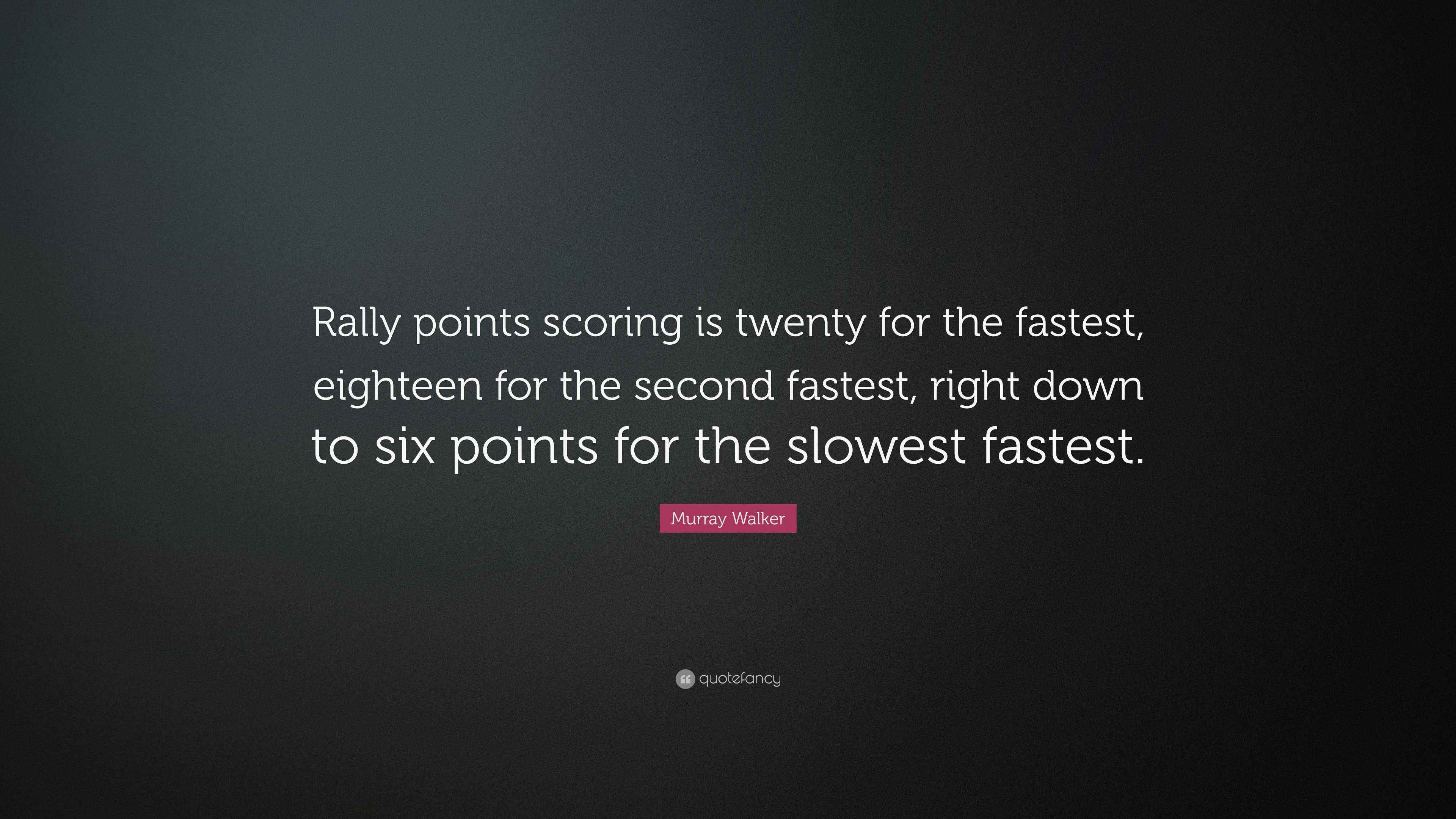 Murray Walker Quote: “Rally points scoring is twenty for the fastest ...