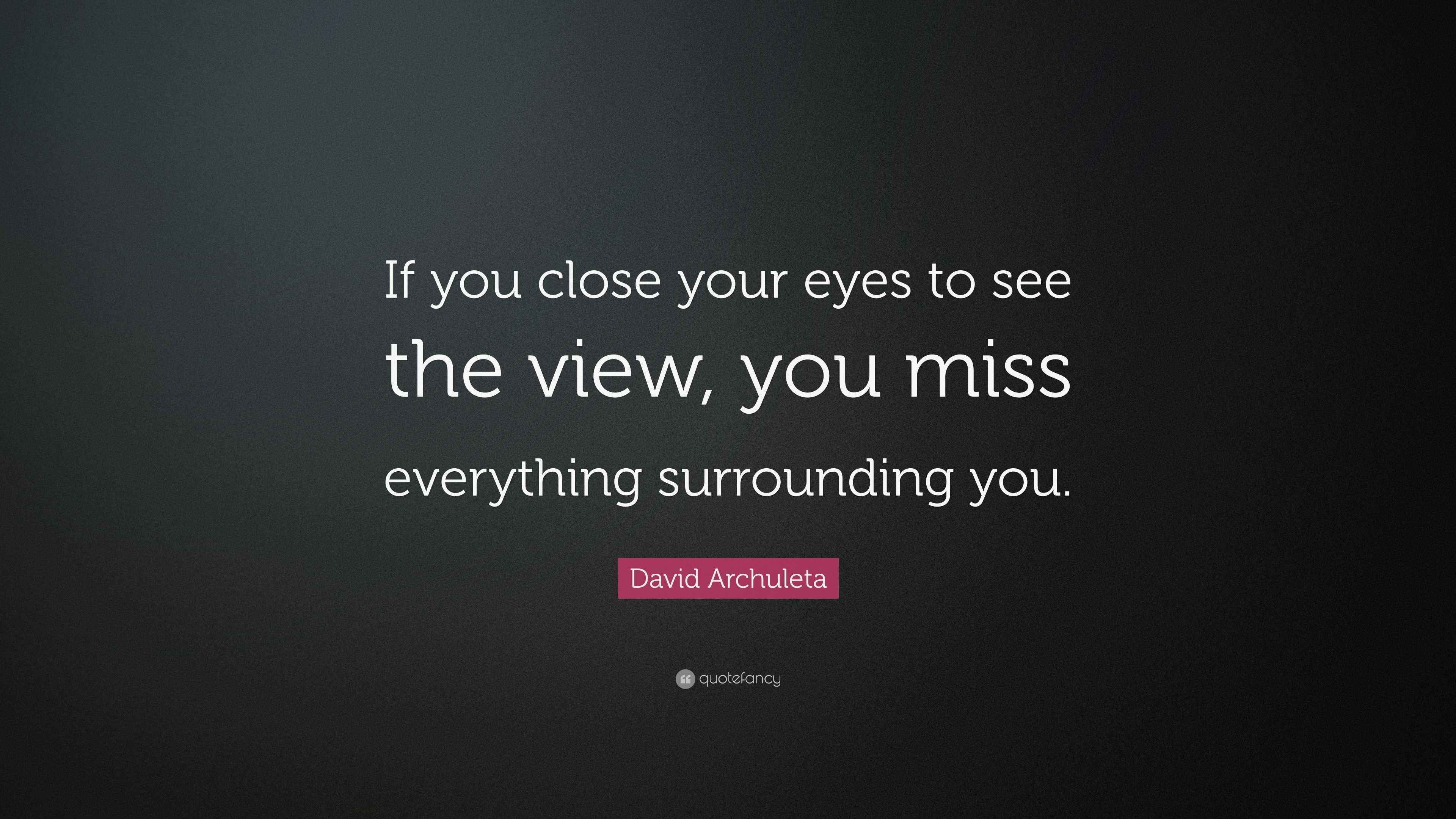 David Archuleta Quote: “If you close your eyes to see the view, you ...