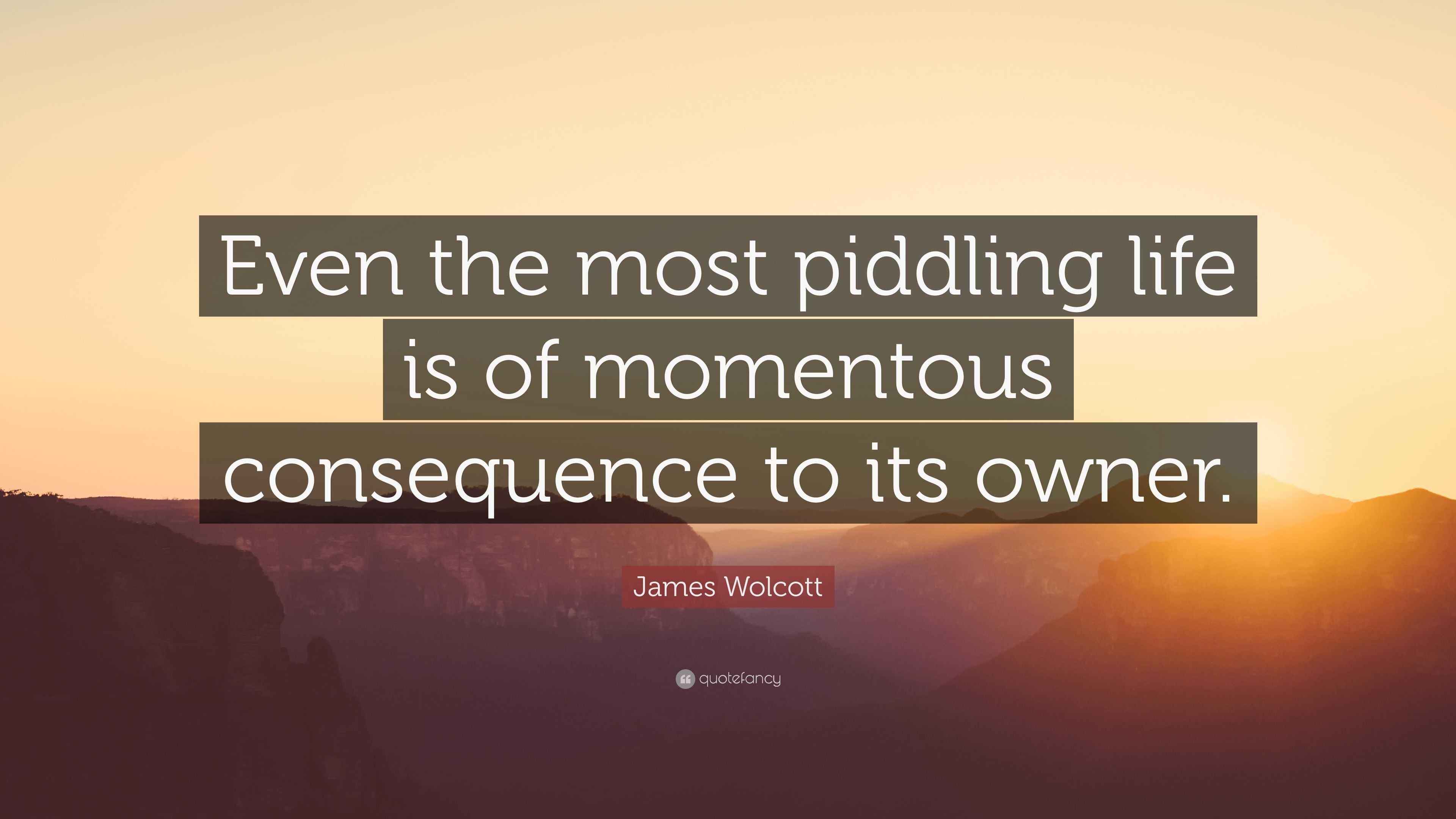 James Wolcott Quote: “Even the most piddling life is of momentous ...