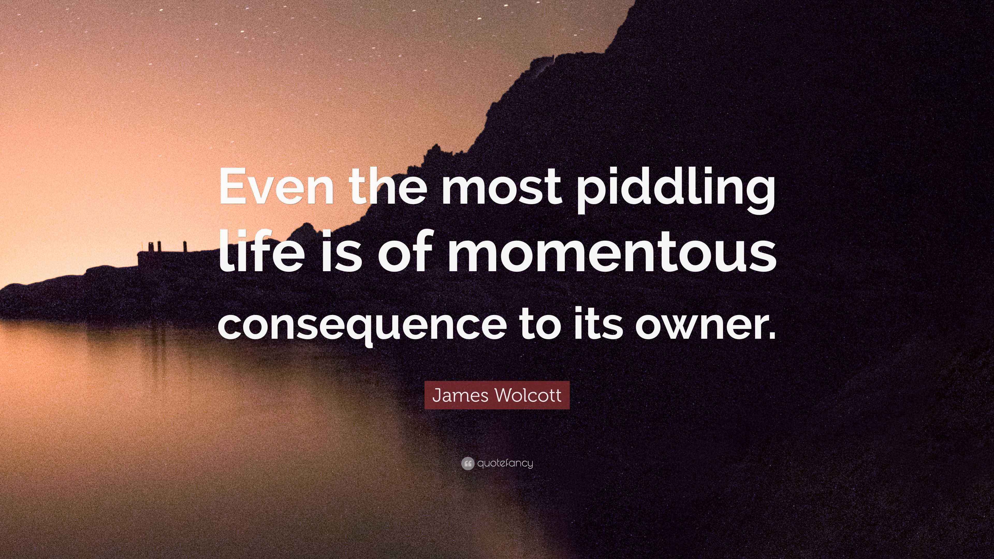 James Wolcott Quote: “Even the most piddling life is of momentous ...