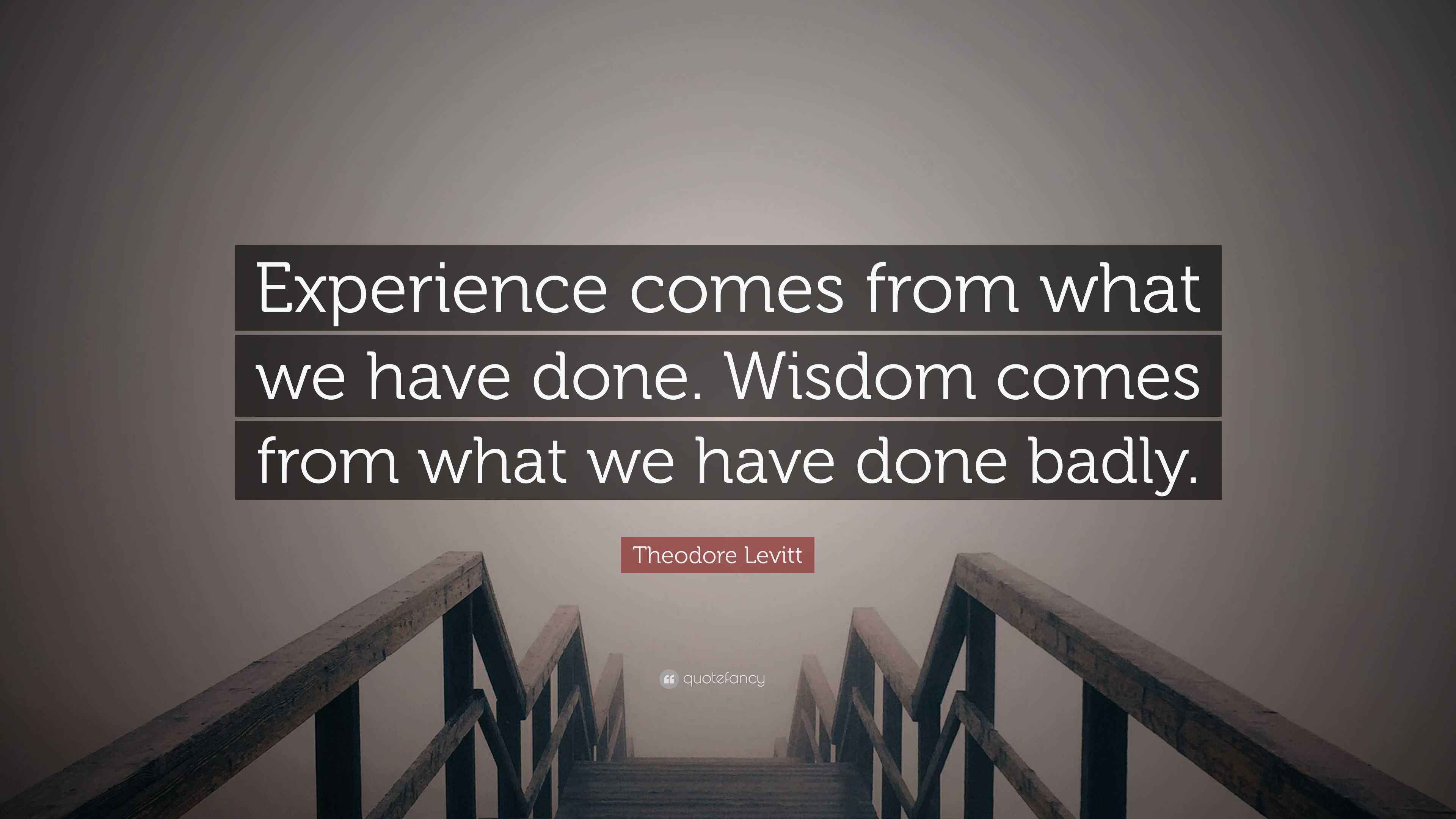 Theodore Levitt Quote: “Experience comes from what we have done. Wisdom ...