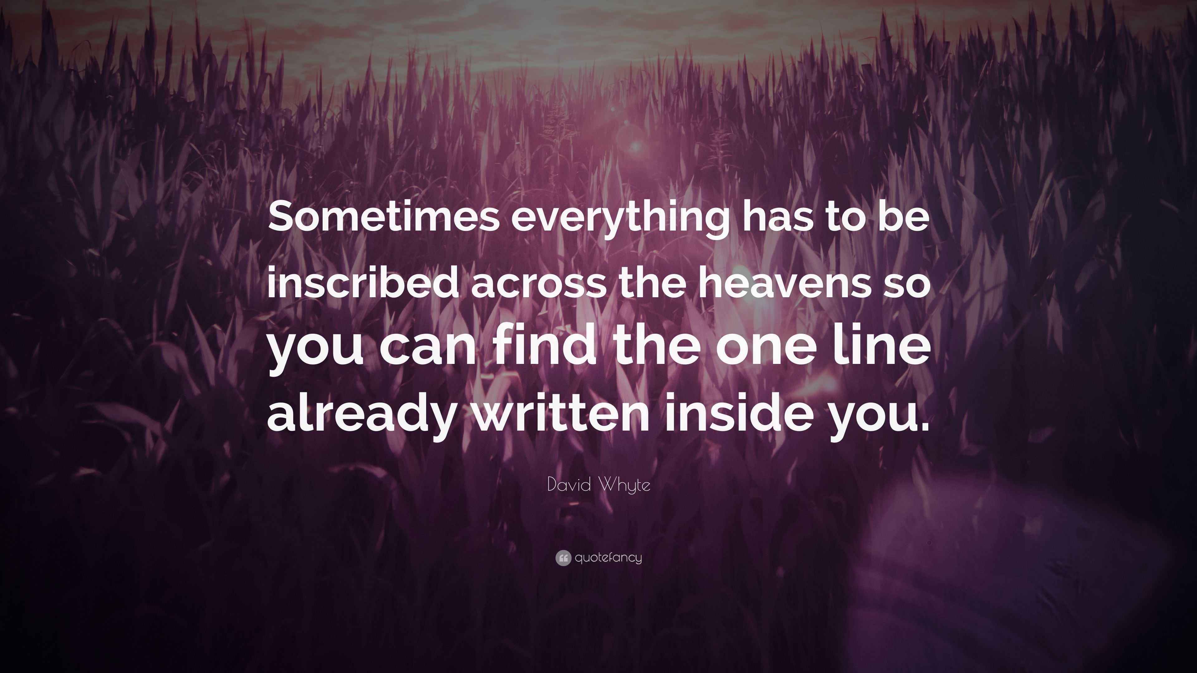 David Whyte Quote: “Sometimes everything has to be inscribed across the ...