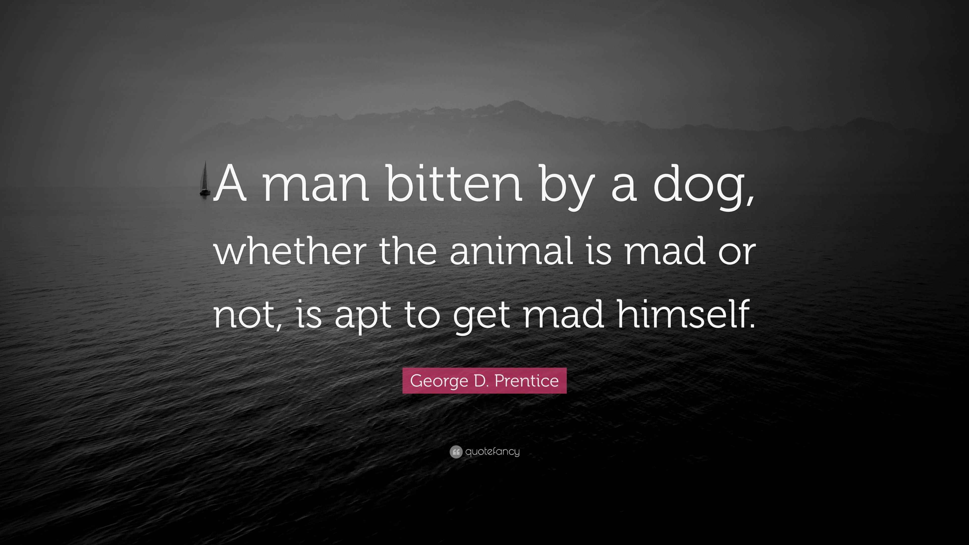 George D. Prentice Quote: “A man bitten by a dog, whether the animal is ...