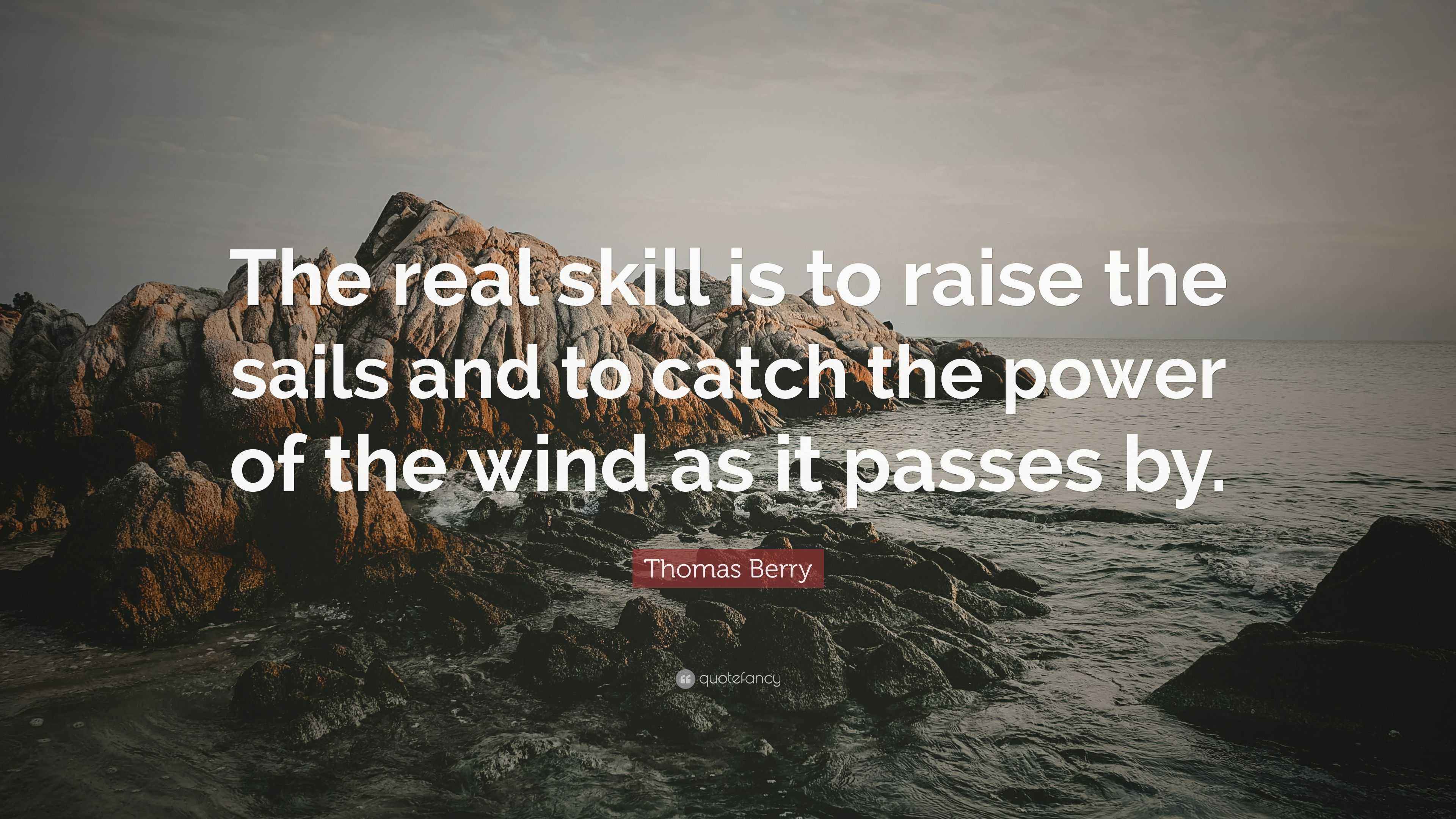 Thomas Berry Quote: “The real skill is to raise the sails and to catch ...