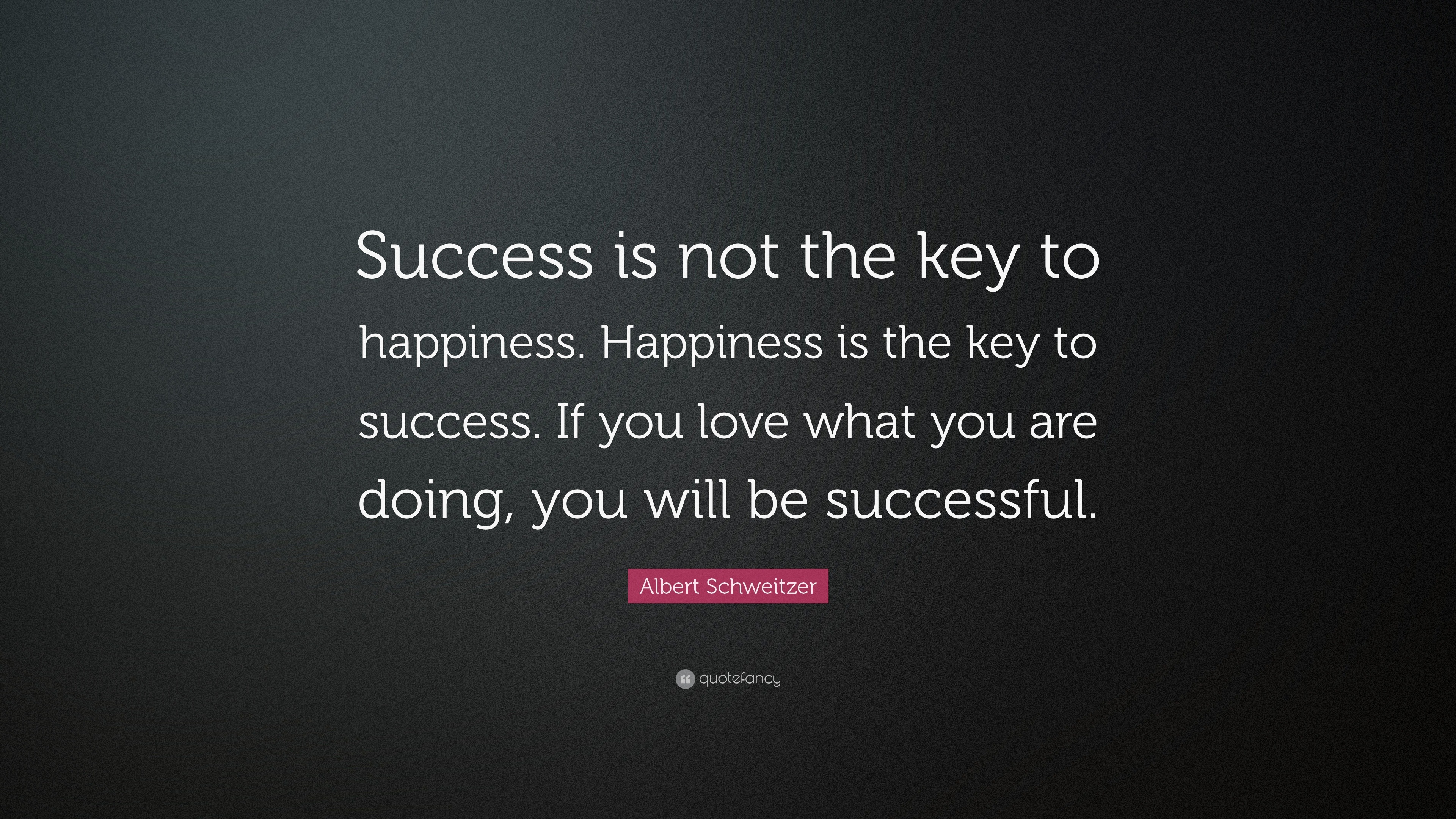 Albert Schweitzer Quote: “Success is not the key to happiness ...