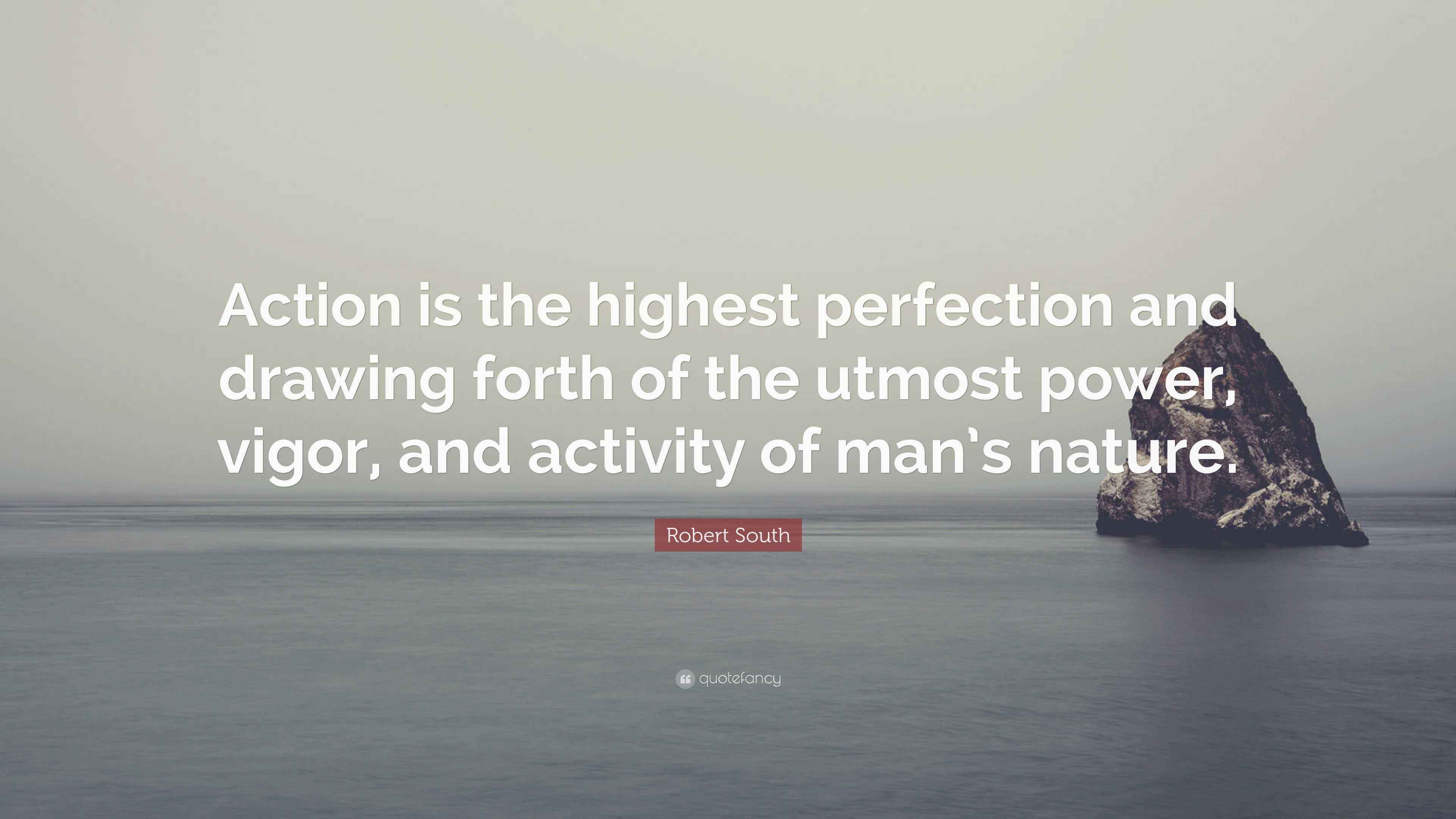 Robert South Quote: “Action is the highest perfection and drawing forth ...