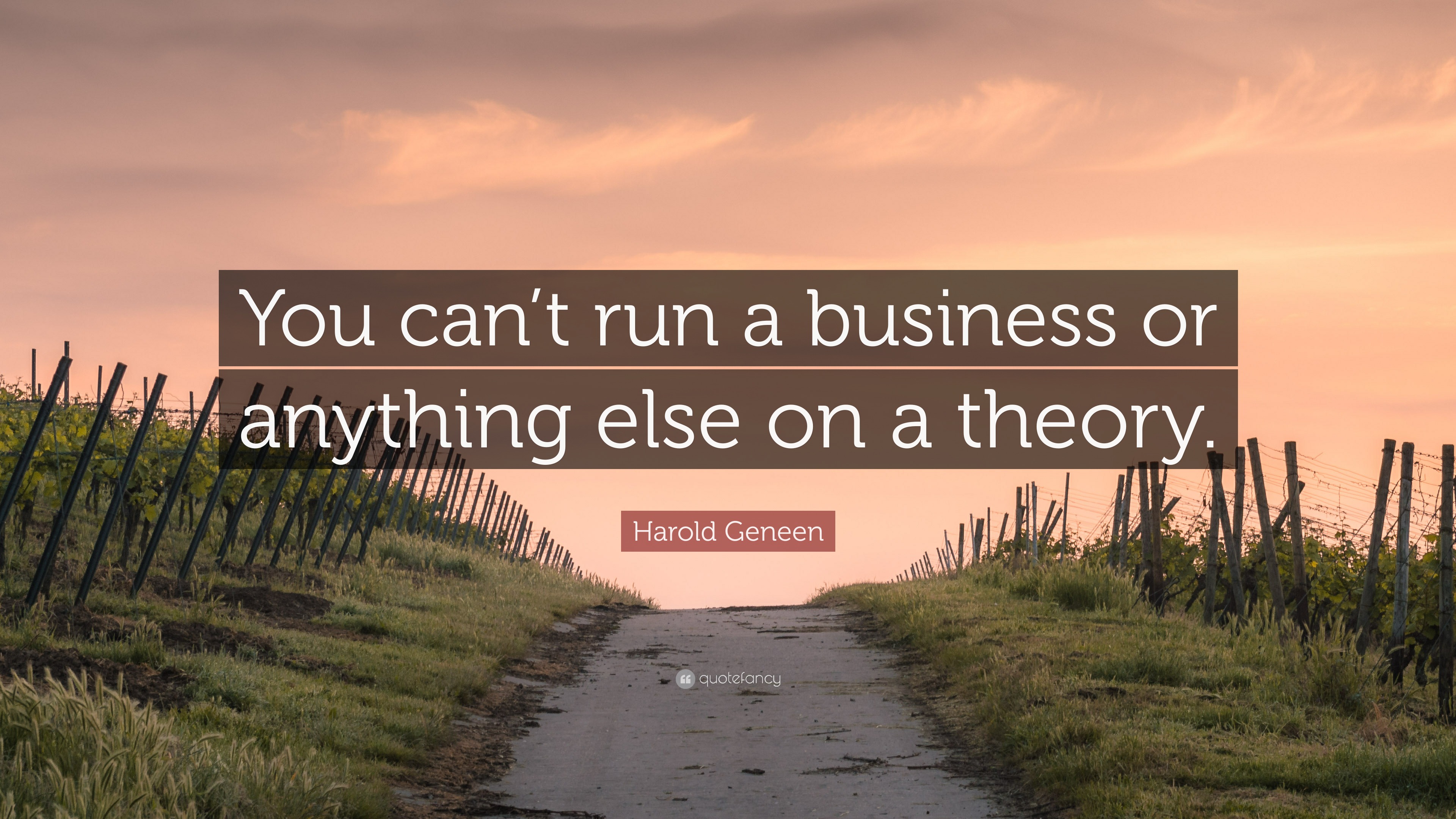 Harold Geneen Quote: “You can’t run a business or anything else on a ...