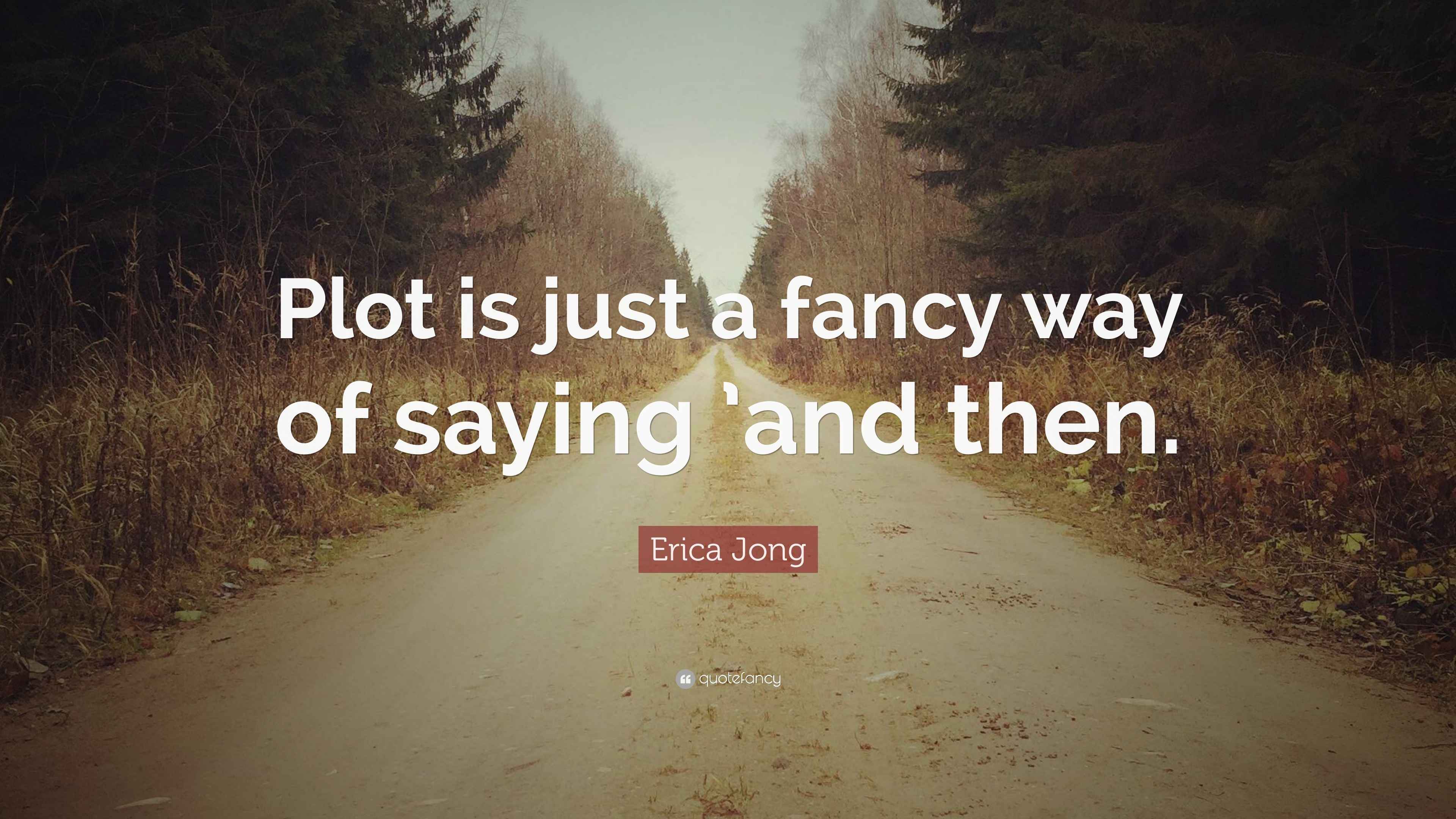 Erica Jong Quote: “Plot is just a fancy way of saying ’and then.”
