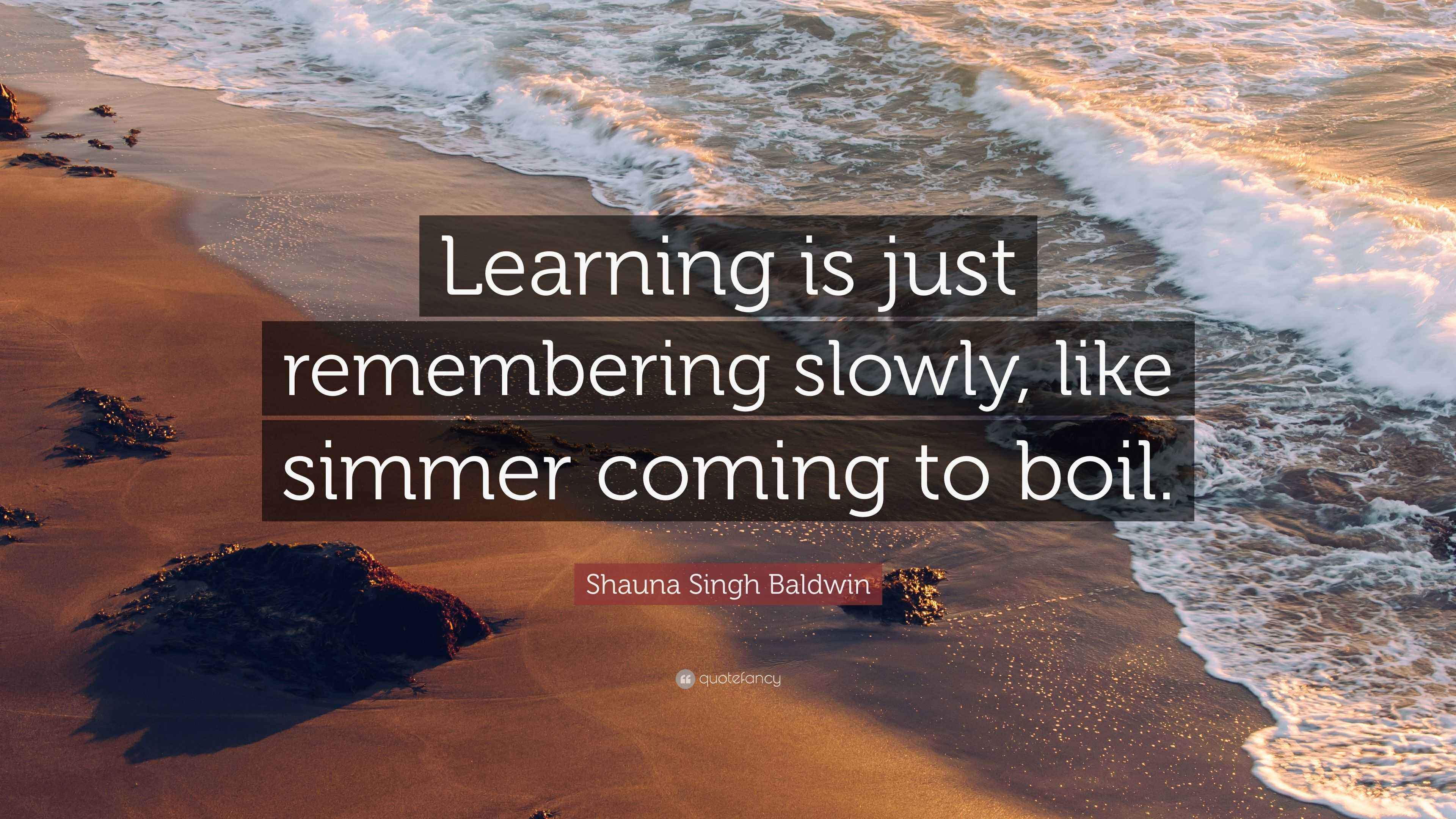 Shauna Singh Baldwin Quote: “Learning is just remembering slowly, like ...