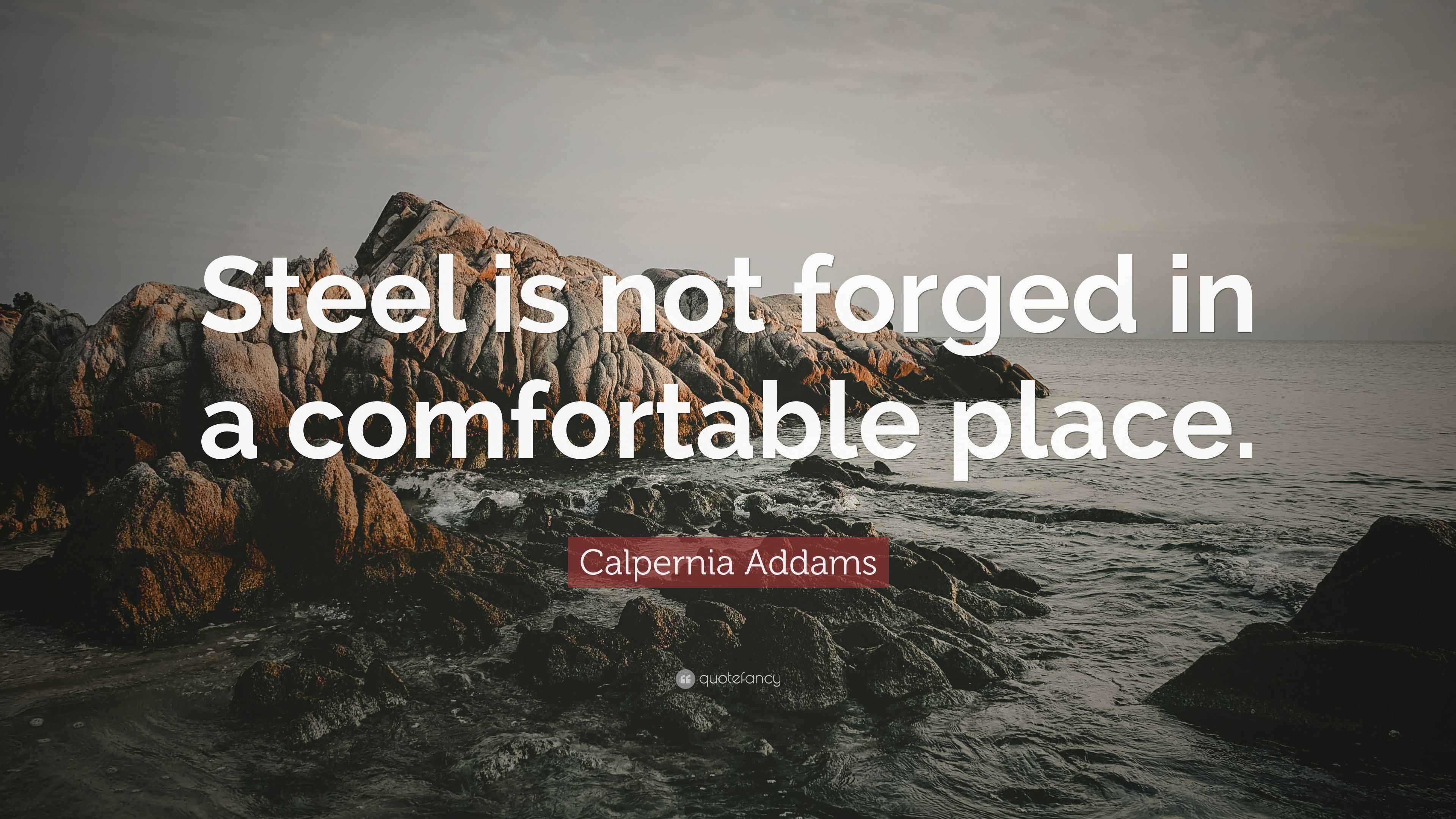 Calpernia Addams Quote: “Steel is not forged in a comfortable place.”