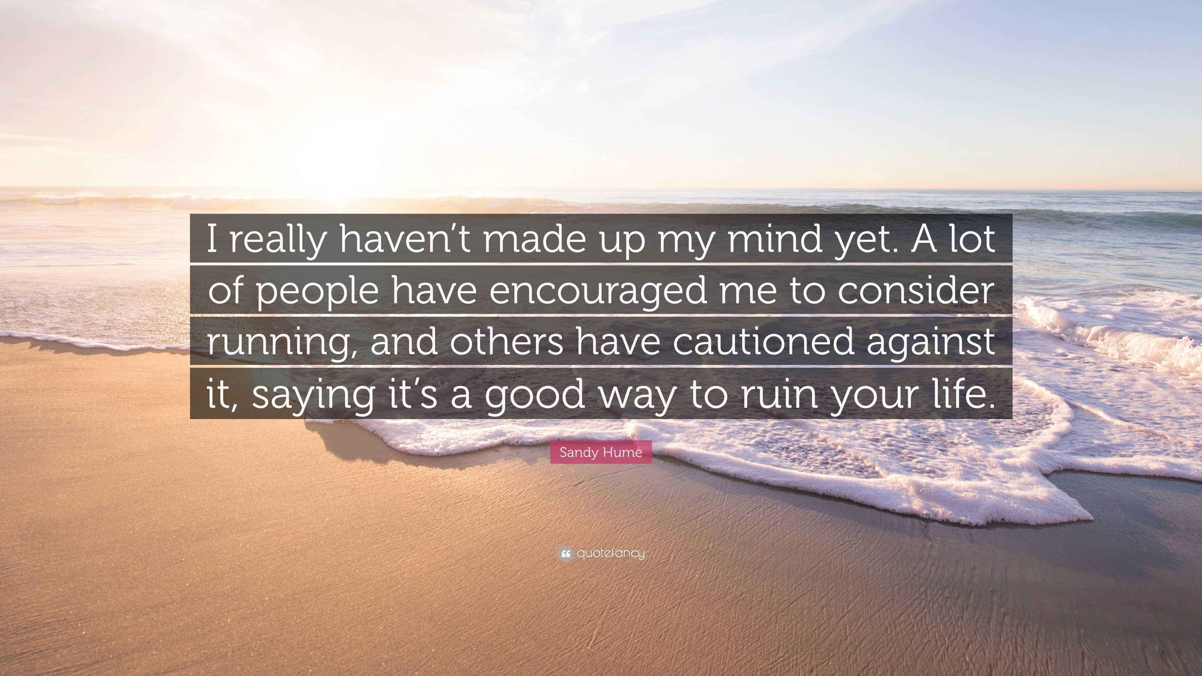 Sandy Hume Quote: “I really haven’t made up my mind yet. A lot of ...