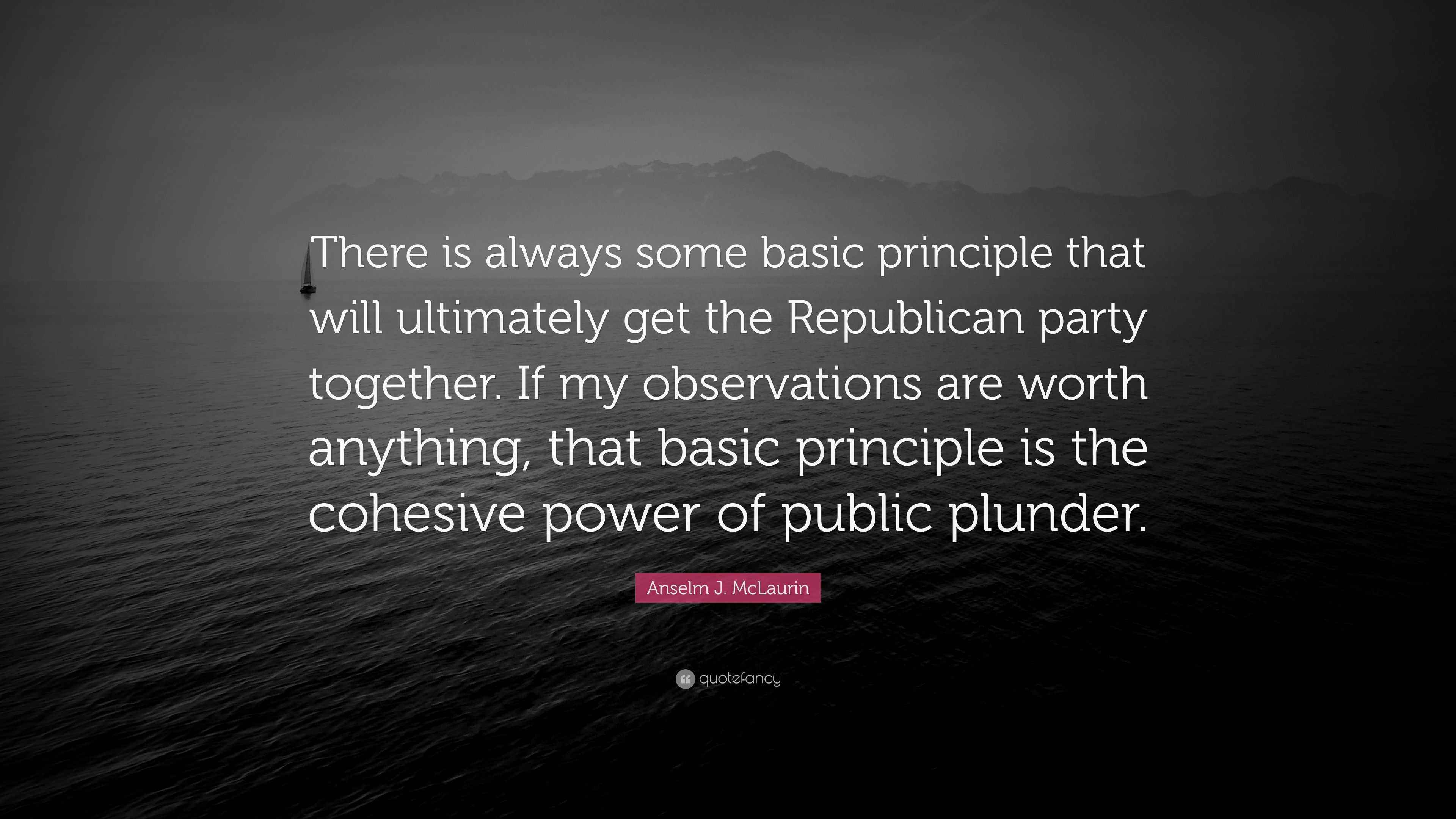 Anselm J. McLaurin Quote: “There is always some basic principle that ...