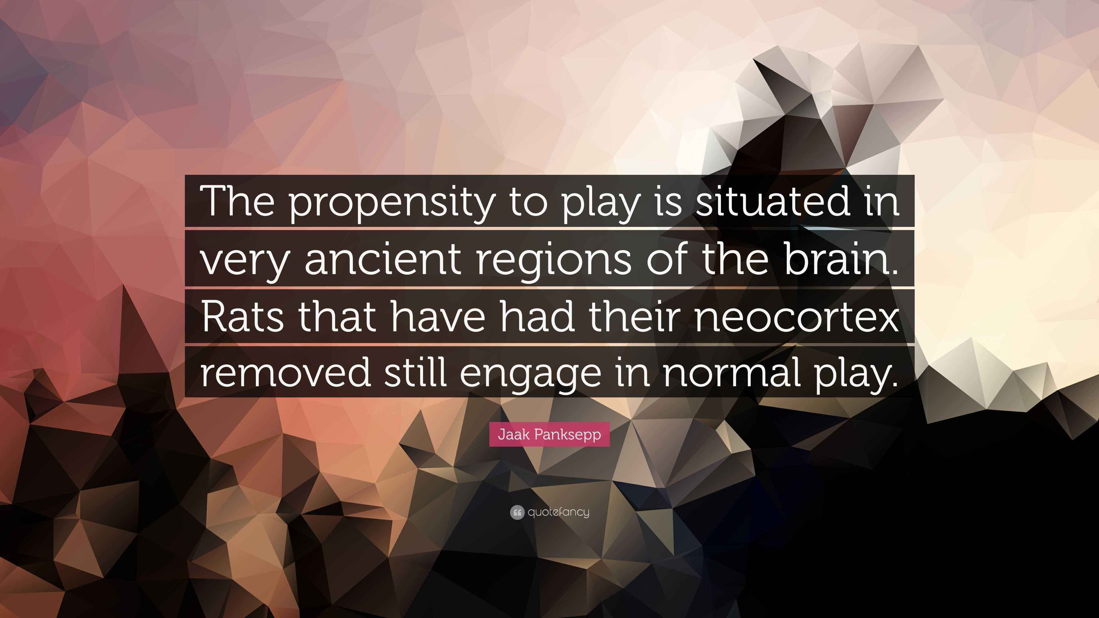 Jaak Panksepp Quote: “The propensity to play is situated in very ...