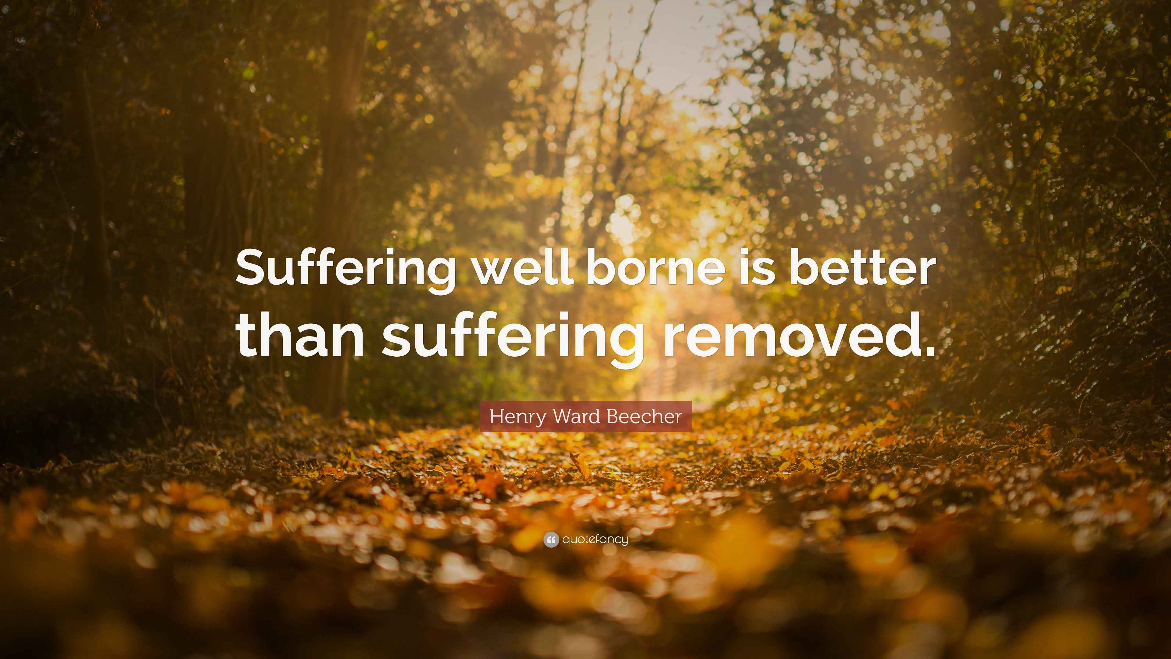 Henry Ward Beecher Quote: “Suffering well borne is better than ...