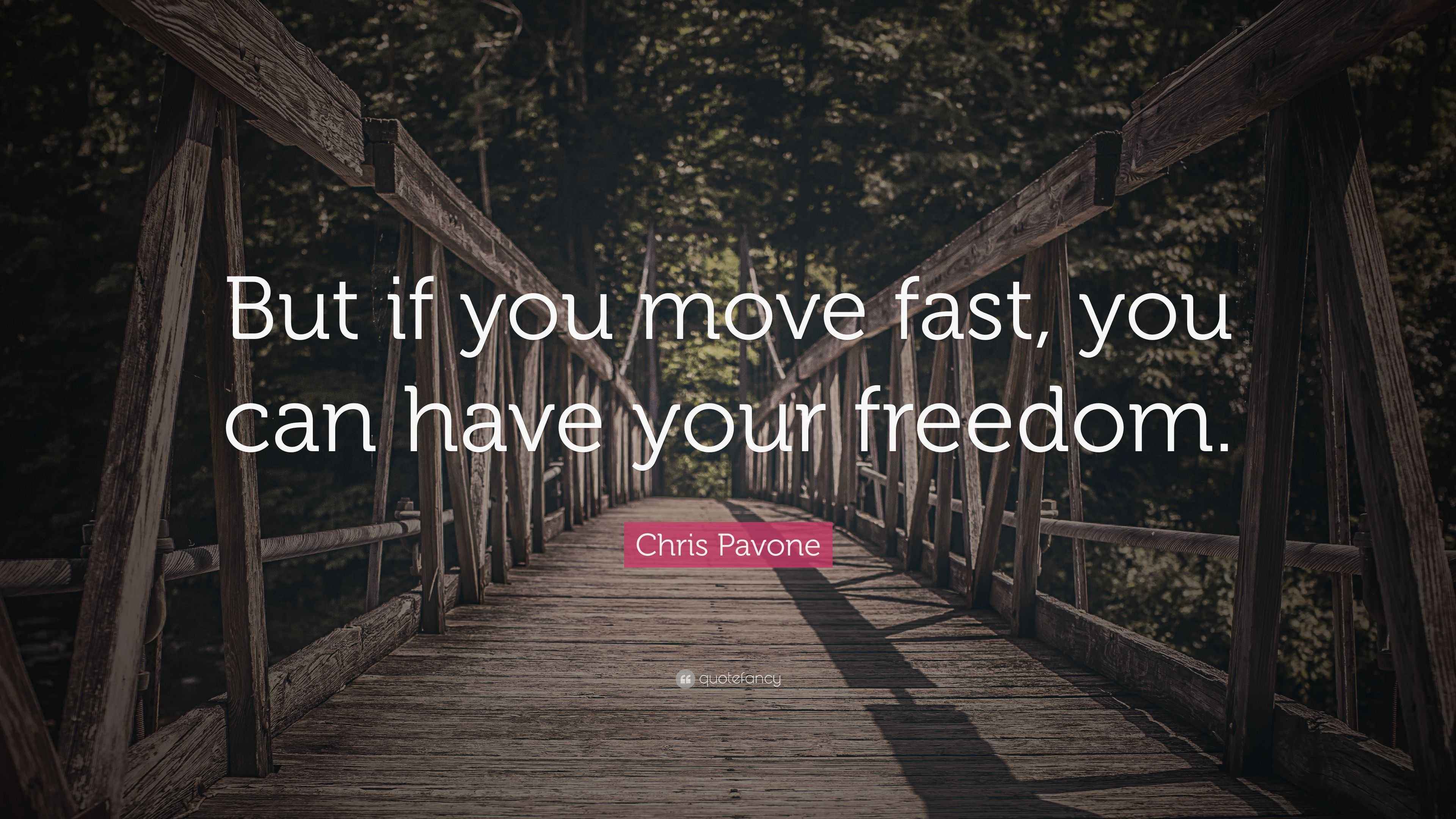 Chris Pavone Quote: “But if you move fast, you can have your freedom.”