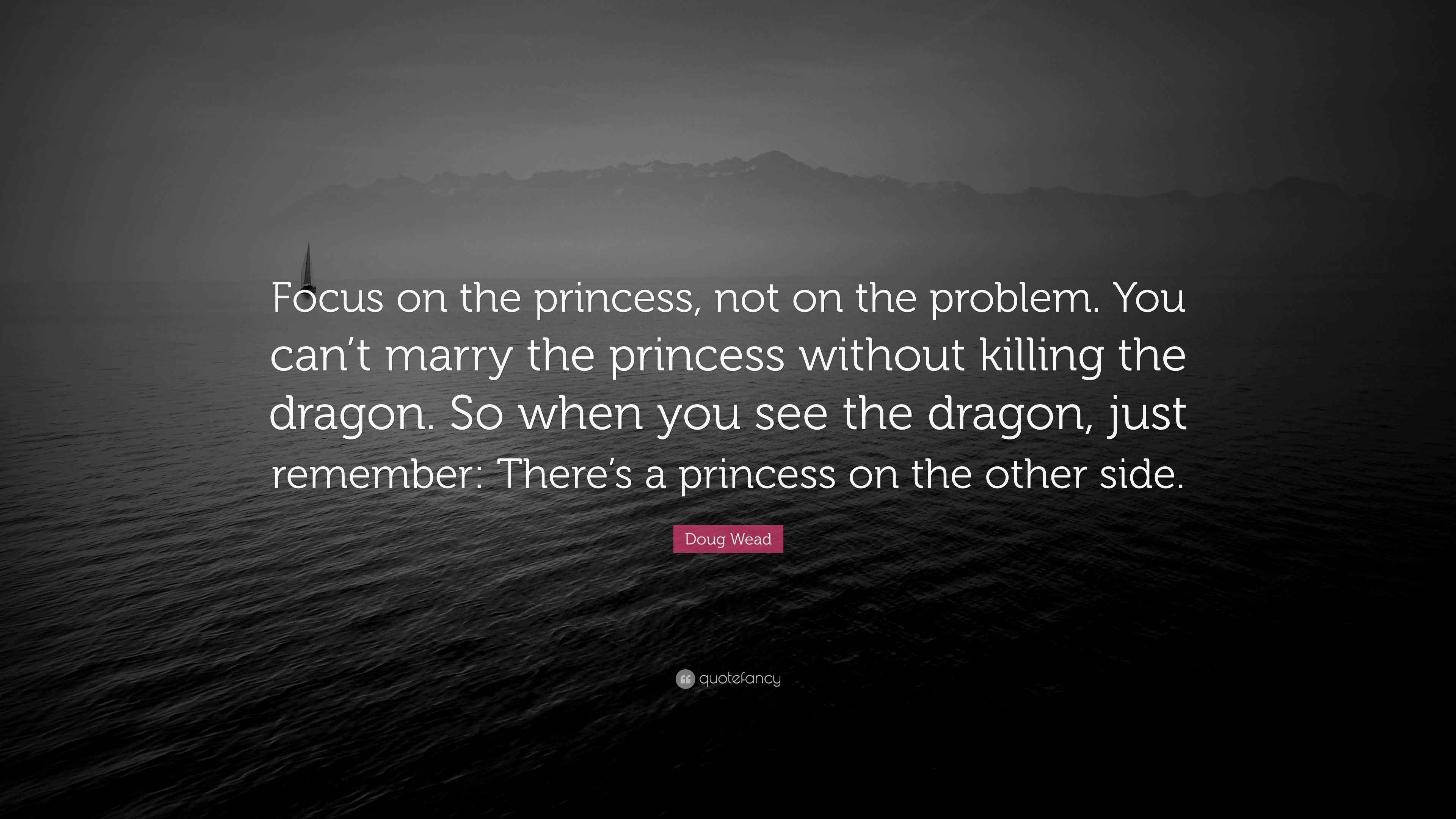 Doug Wead Quote: “Focus on the princess, not on the problem. You can’t ...
