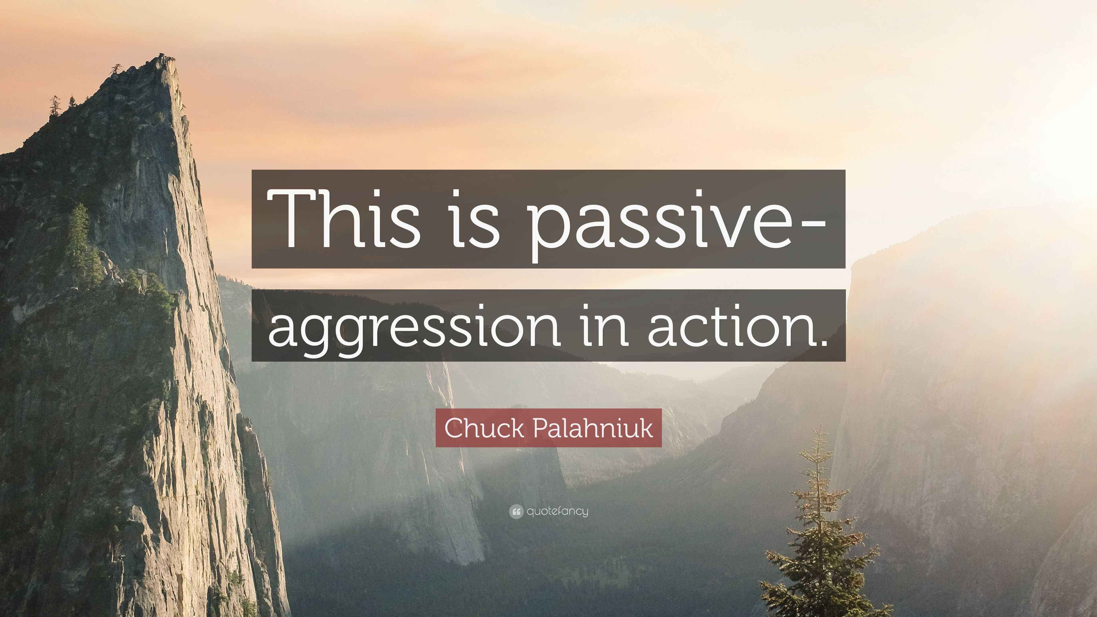 Chuck Palahniuk Quote: “This is passive-aggression in action.”