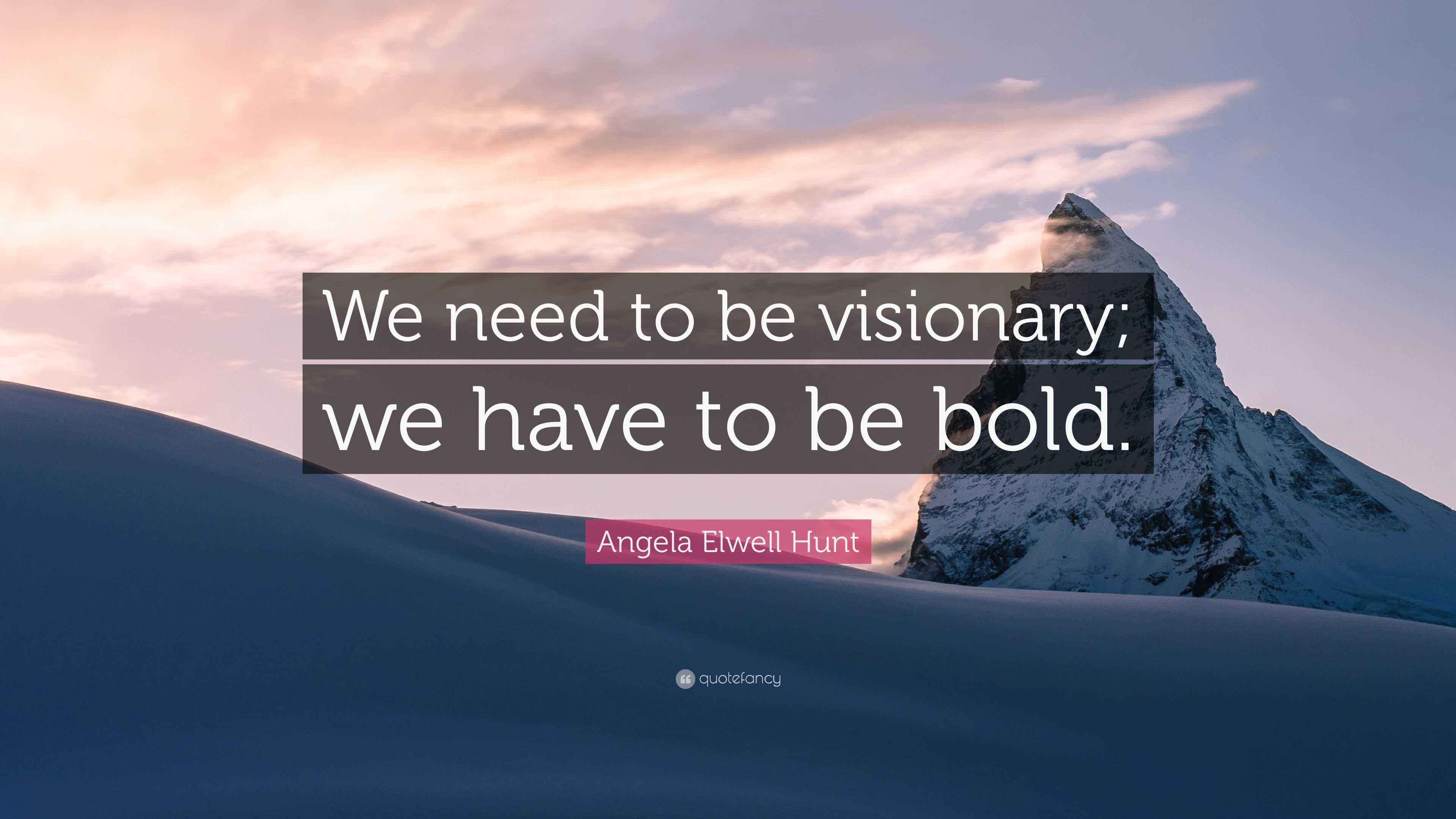 Angela Elwell Hunt Quote: “We need to be visionary; we have to be bold.”