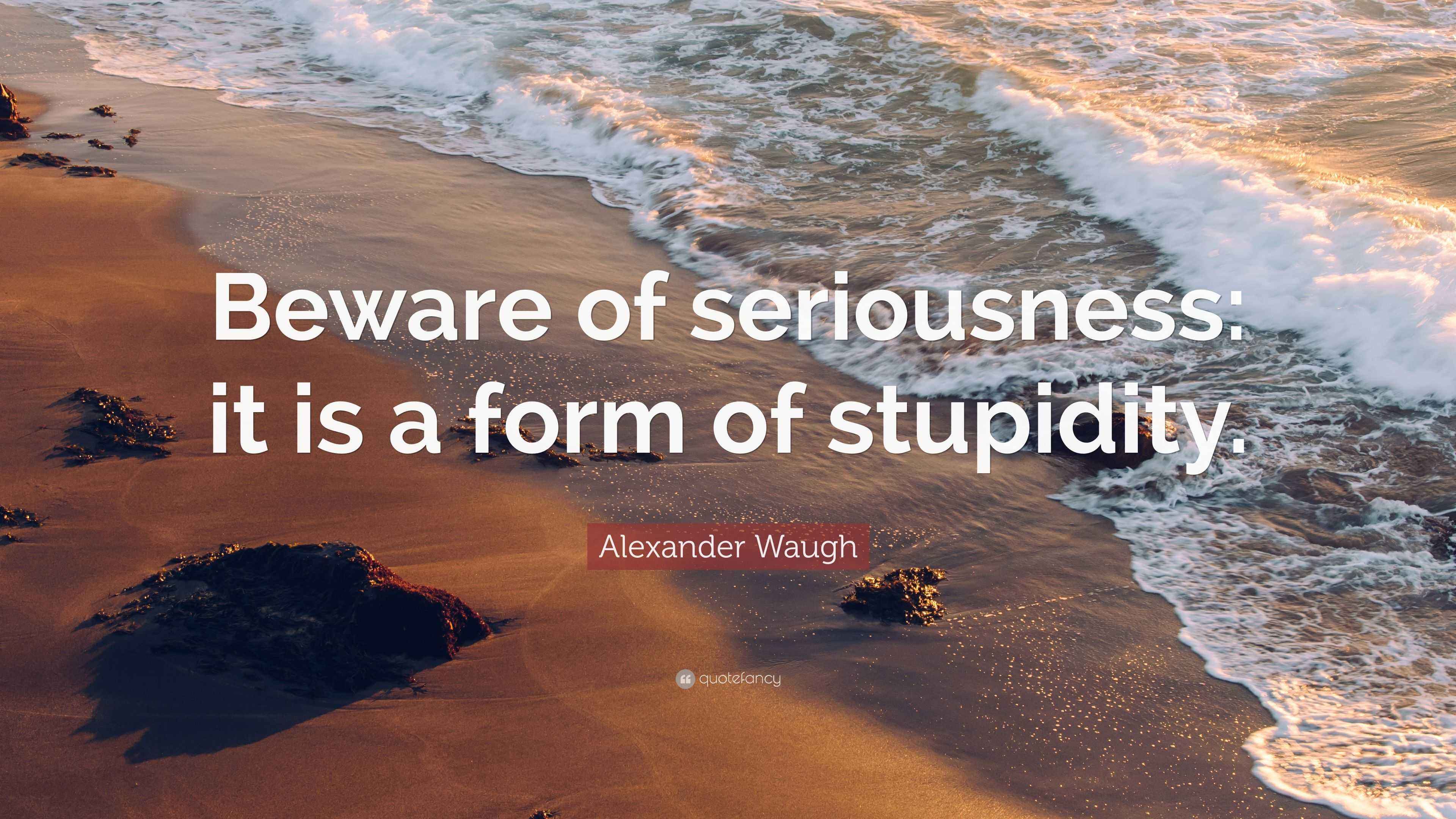 Alexander Waugh Quote: “Beware of seriousness: it is a form of stupidity.”