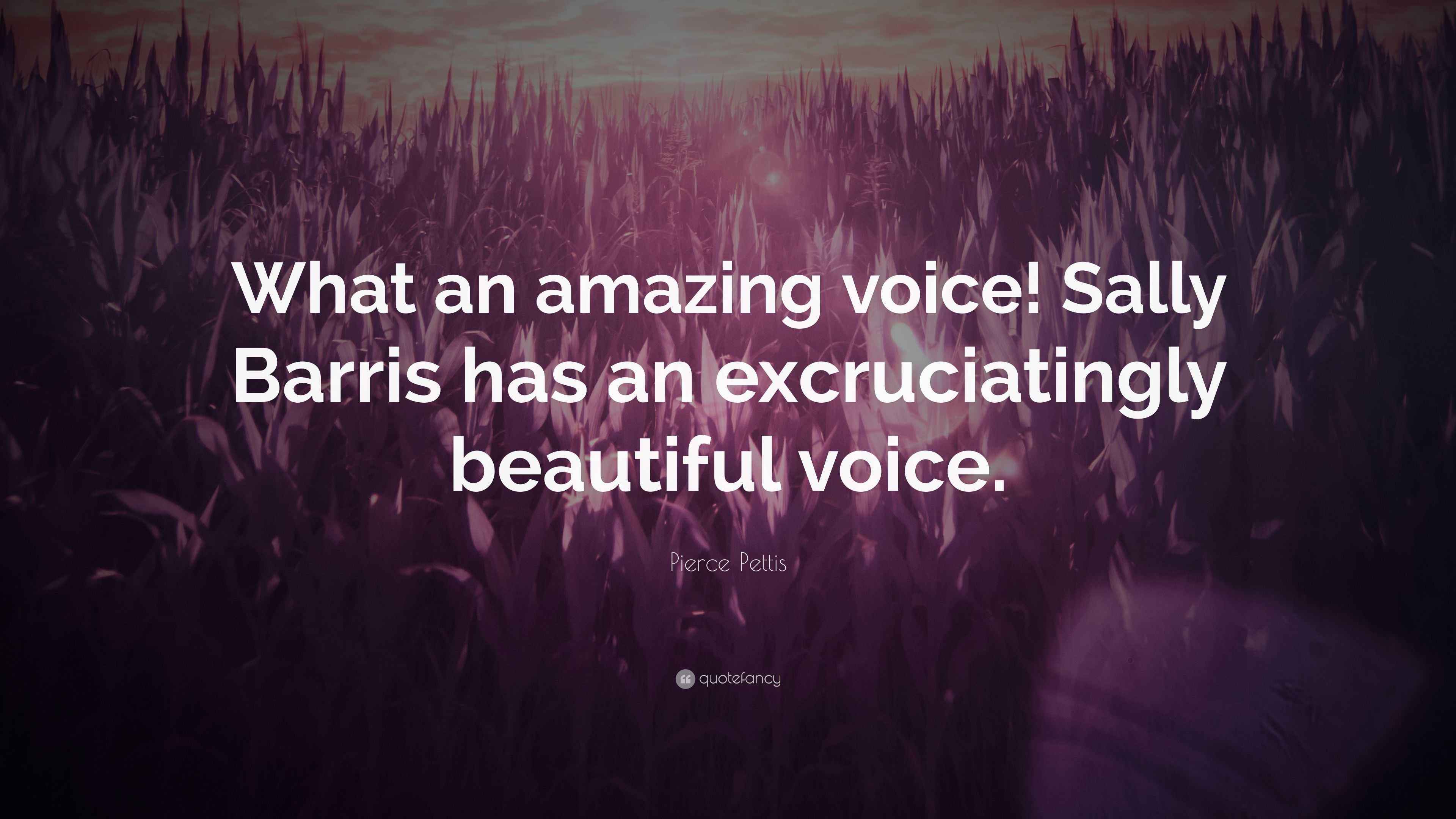 Pierce Pettis Quote: “What an amazing voice! Sally Barris has an ...