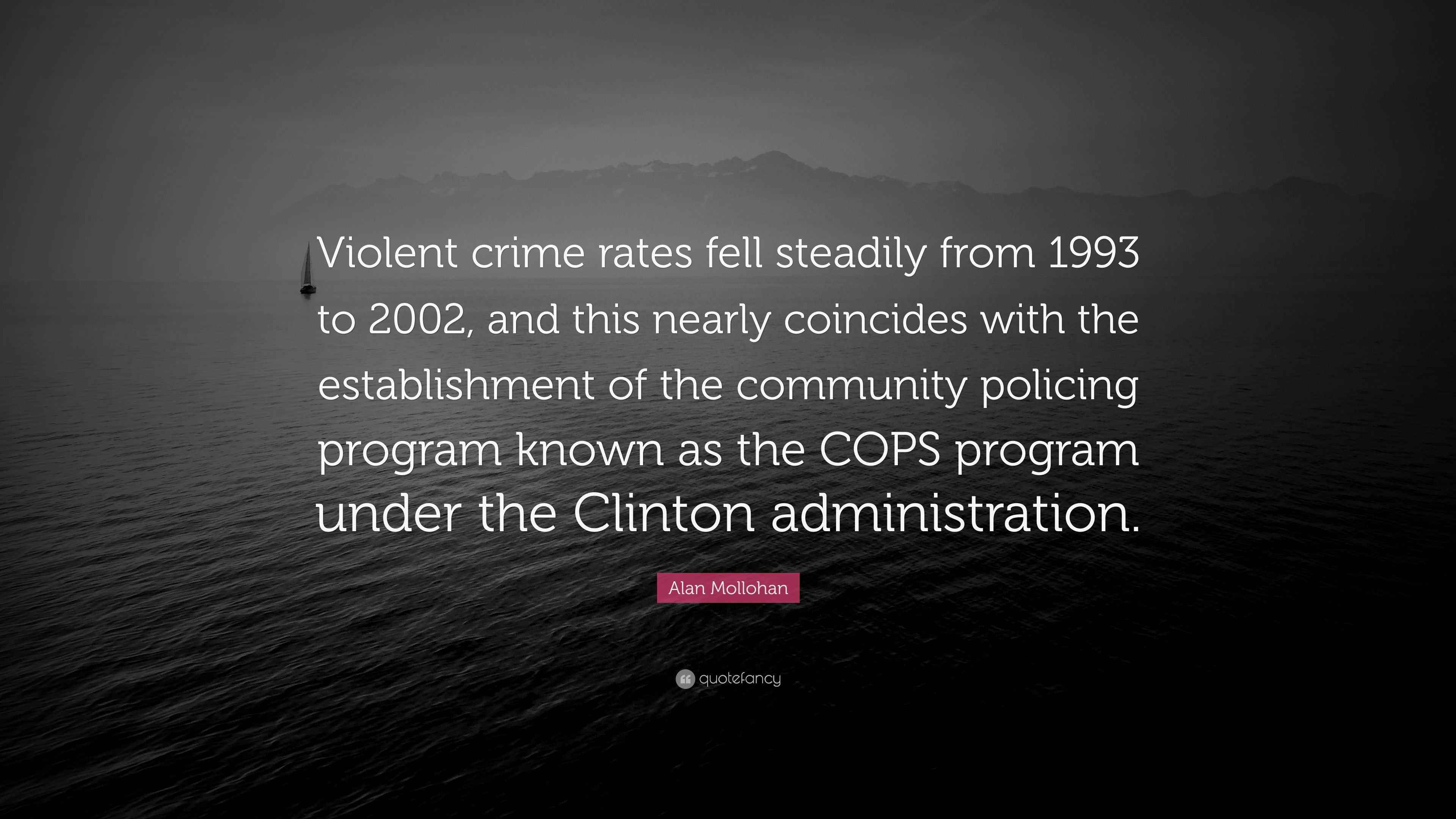 Alan Mollohan Quote: “Violent crime rates fell steadily from 1993 to ...