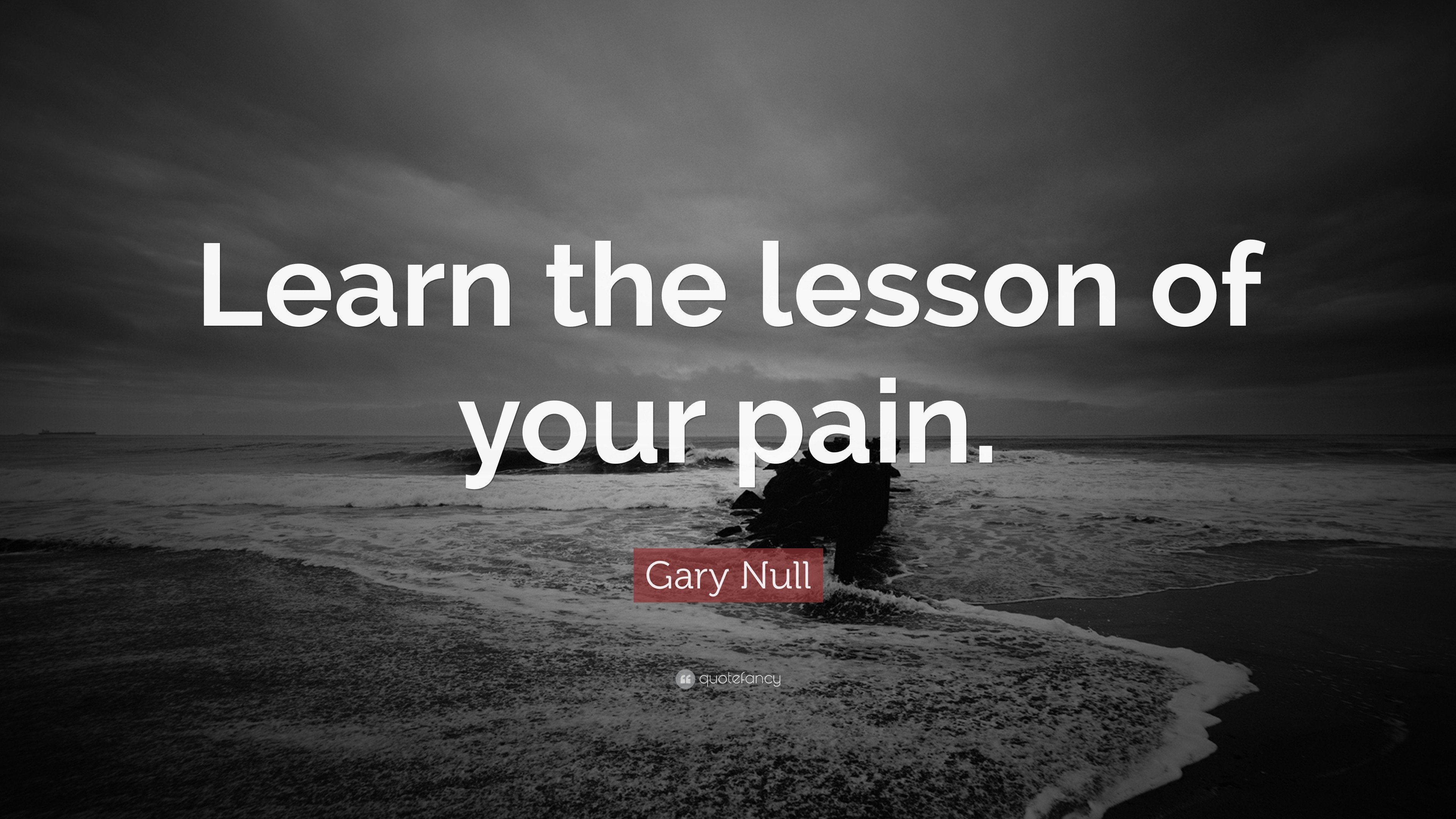 Gary Null Quote: “Learn the lesson of your pain.”
