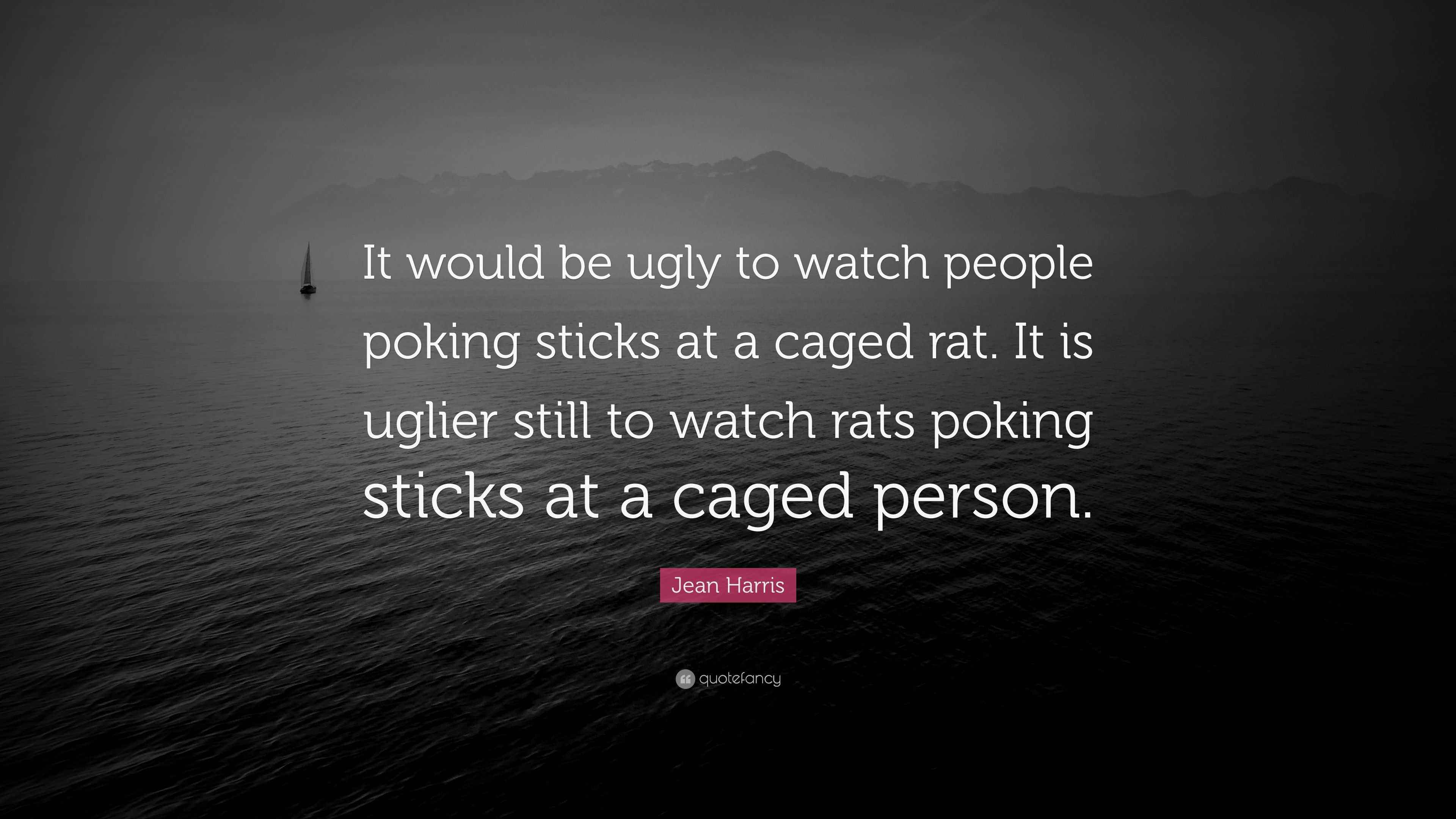 Jean Harris Quote: “It would be ugly to watch people poking sticks at a ...