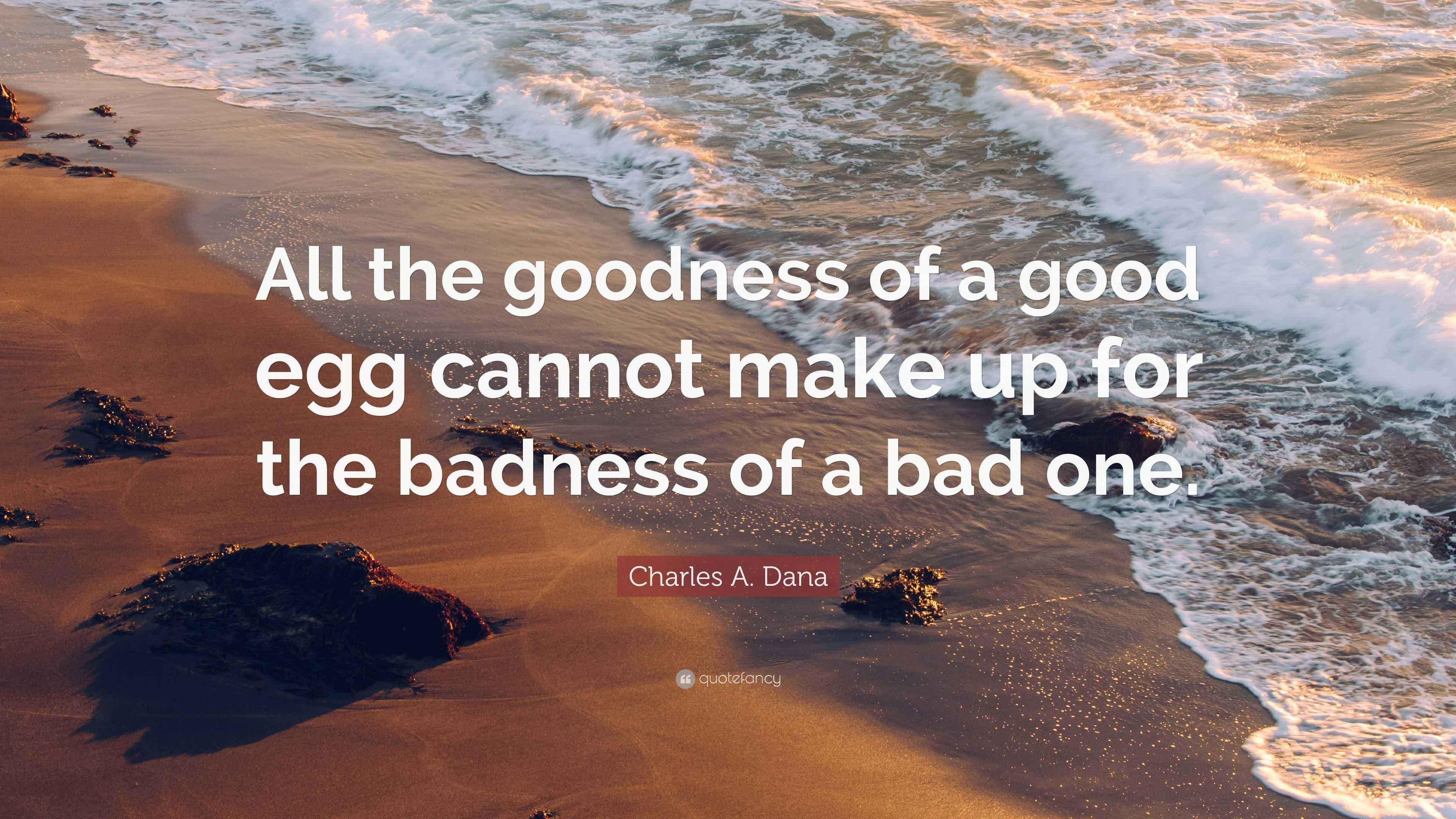Charles A. Dana Quote: “All the goodness of a good egg cannot make up ...