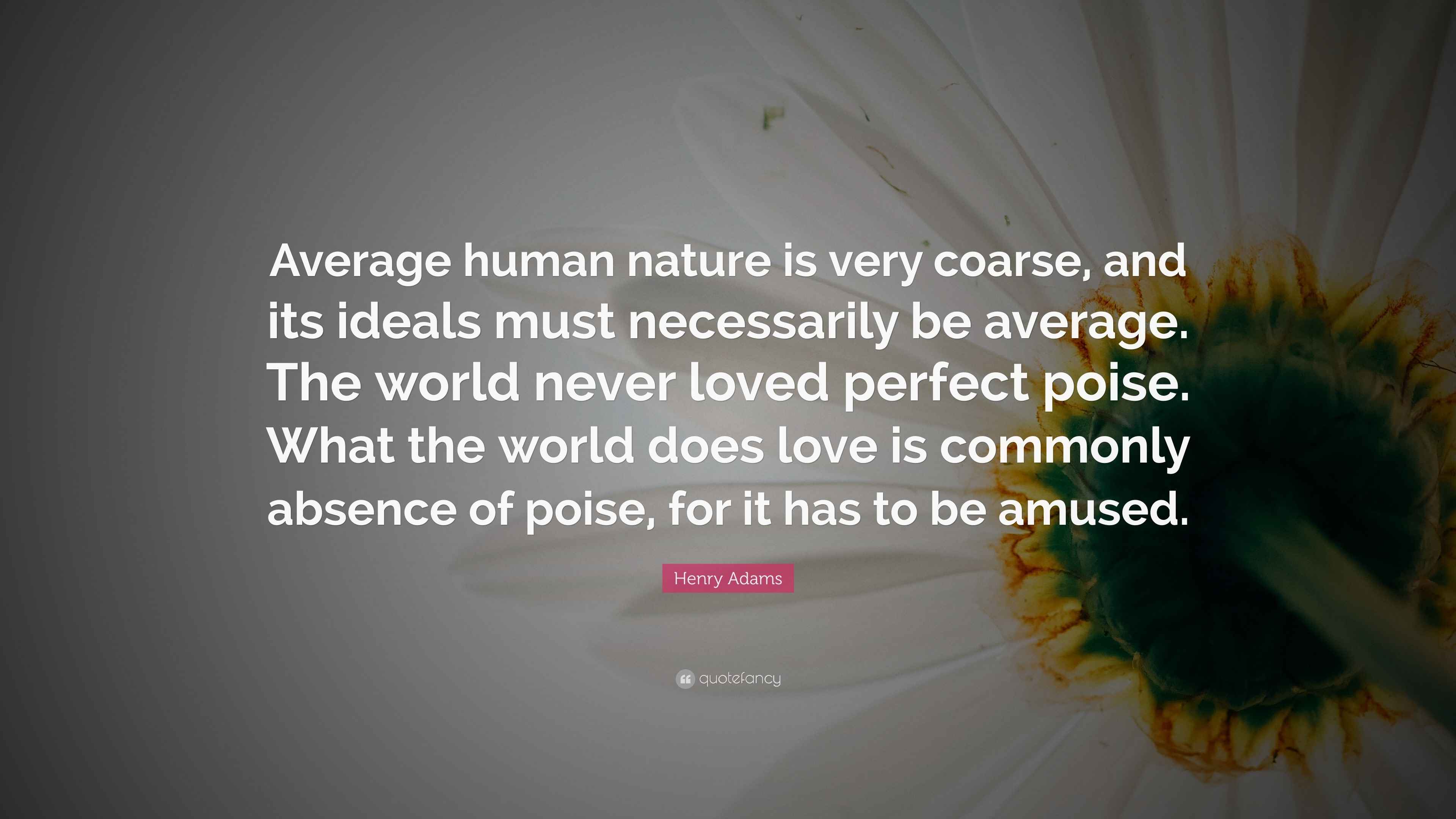 Henry Adams Quote: “Average human nature is very coarse, and its ideals ...