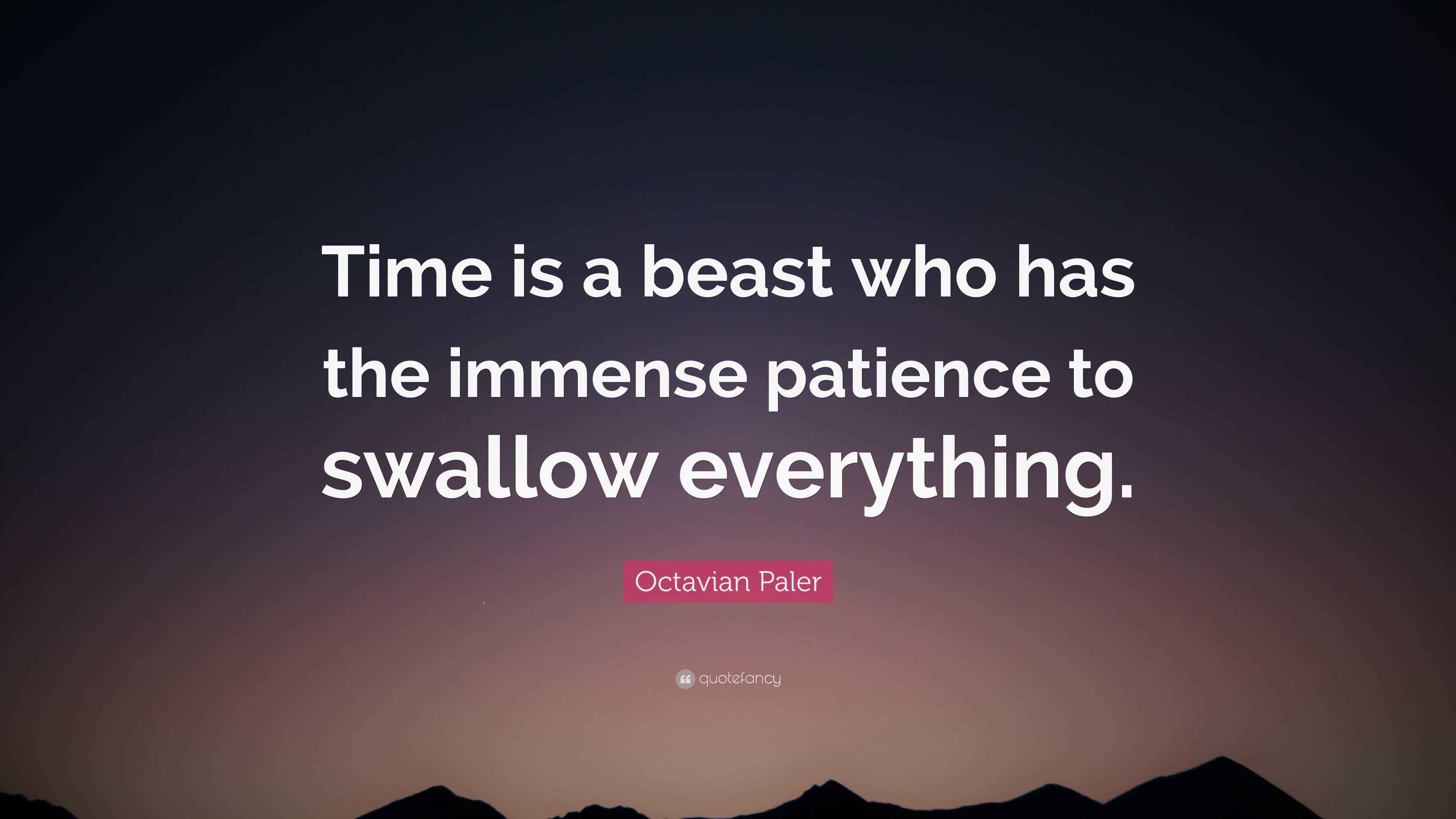 Octavian Paler Quote: “Time is a beast who has the immense patience to ...