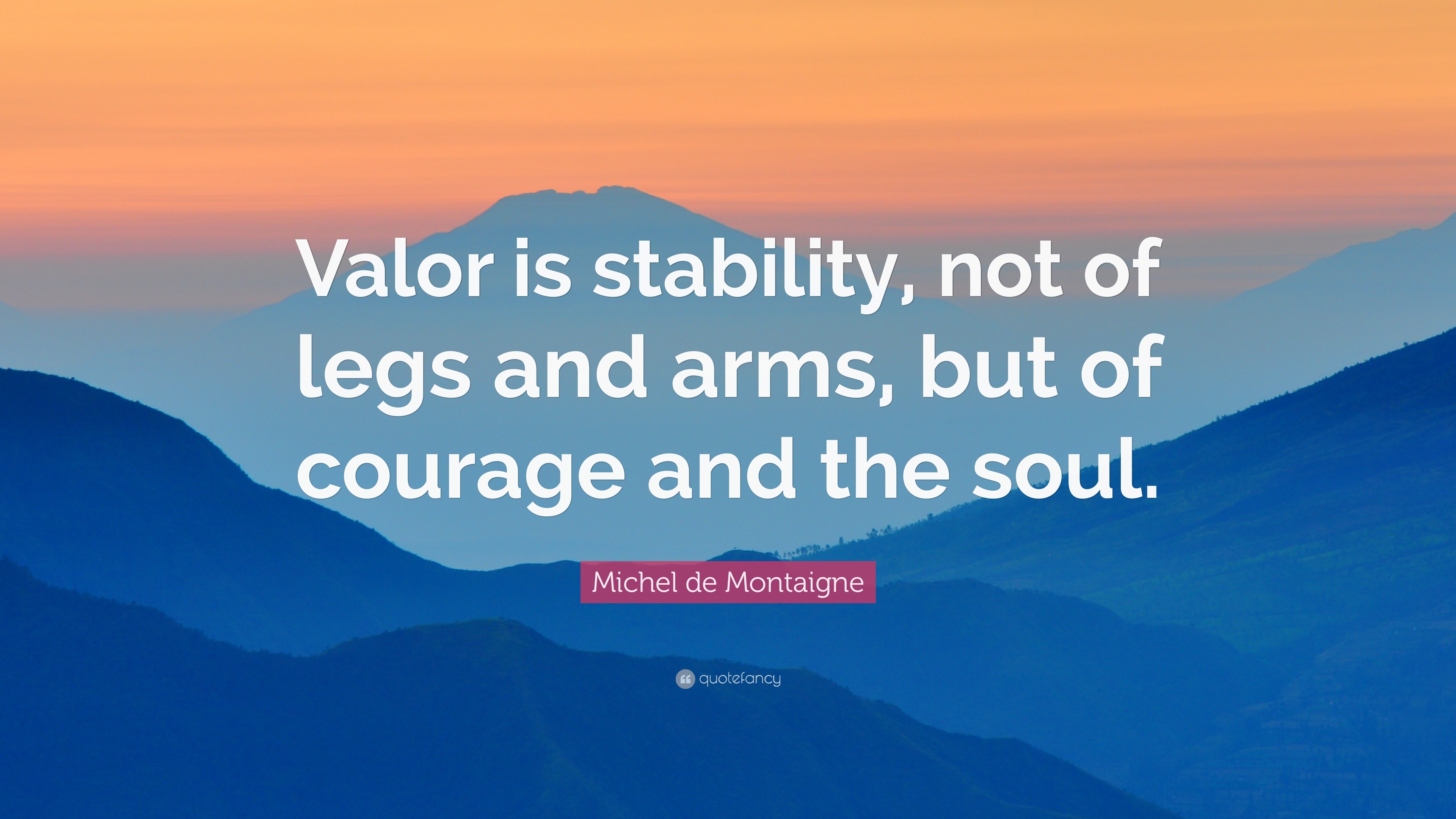 Michel de Montaigne Quote: “Valor is stability, not of legs and arms ...