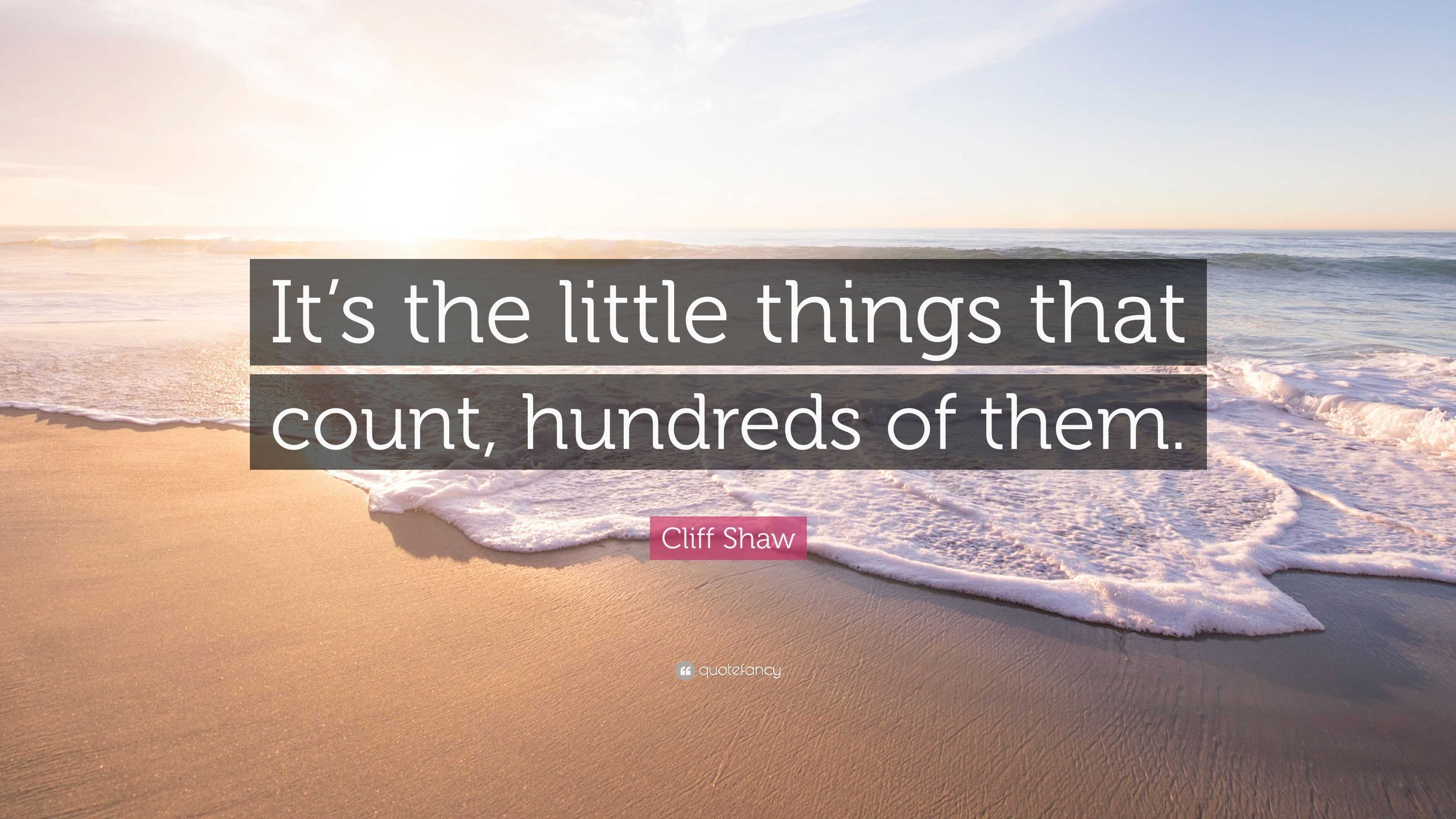 Cliff Shaw Quote: “It’s the little things that count, hundreds of them.”