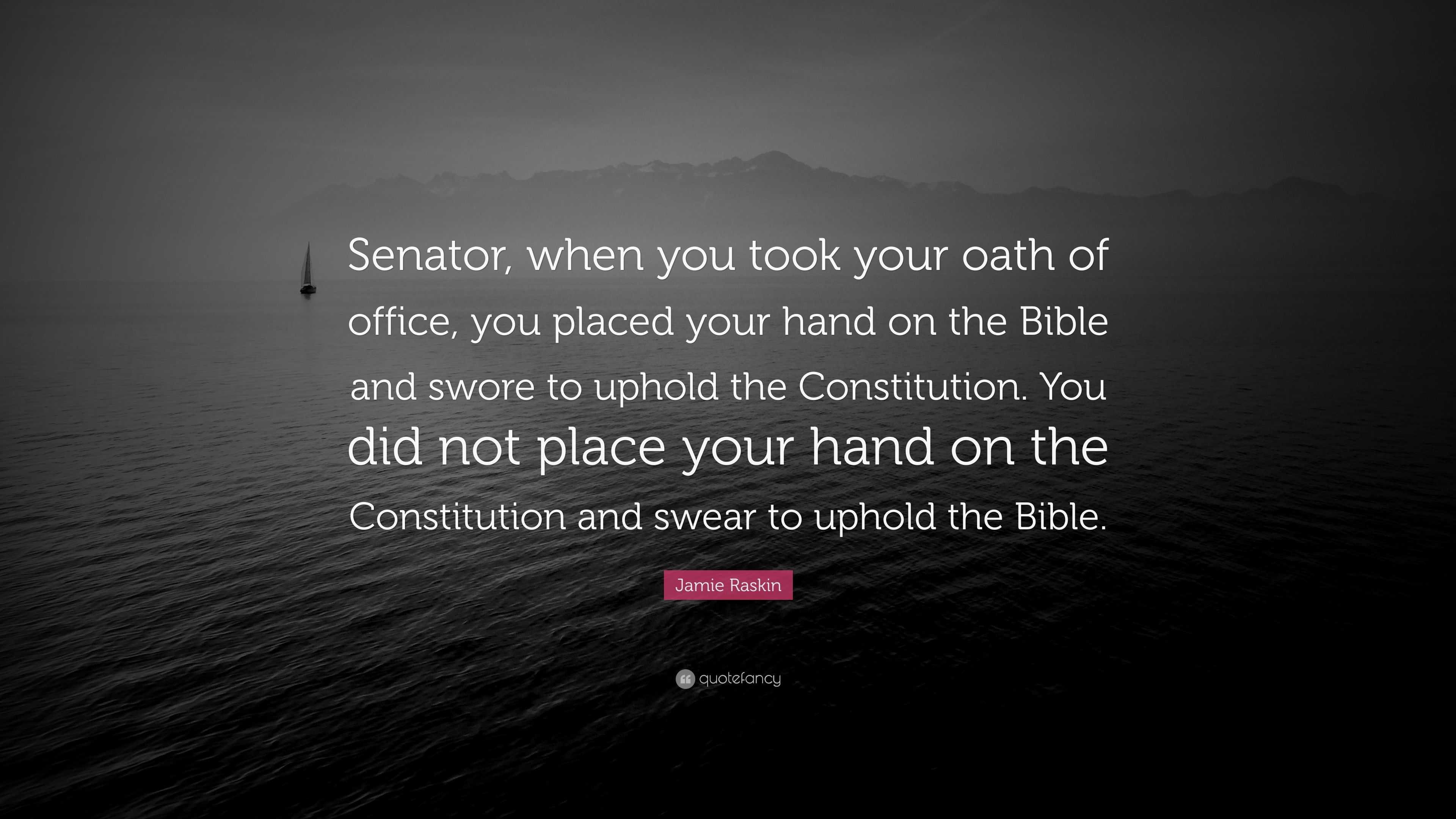 Jamie Raskin Quote: “Senator, when you took your oath of office, you ...