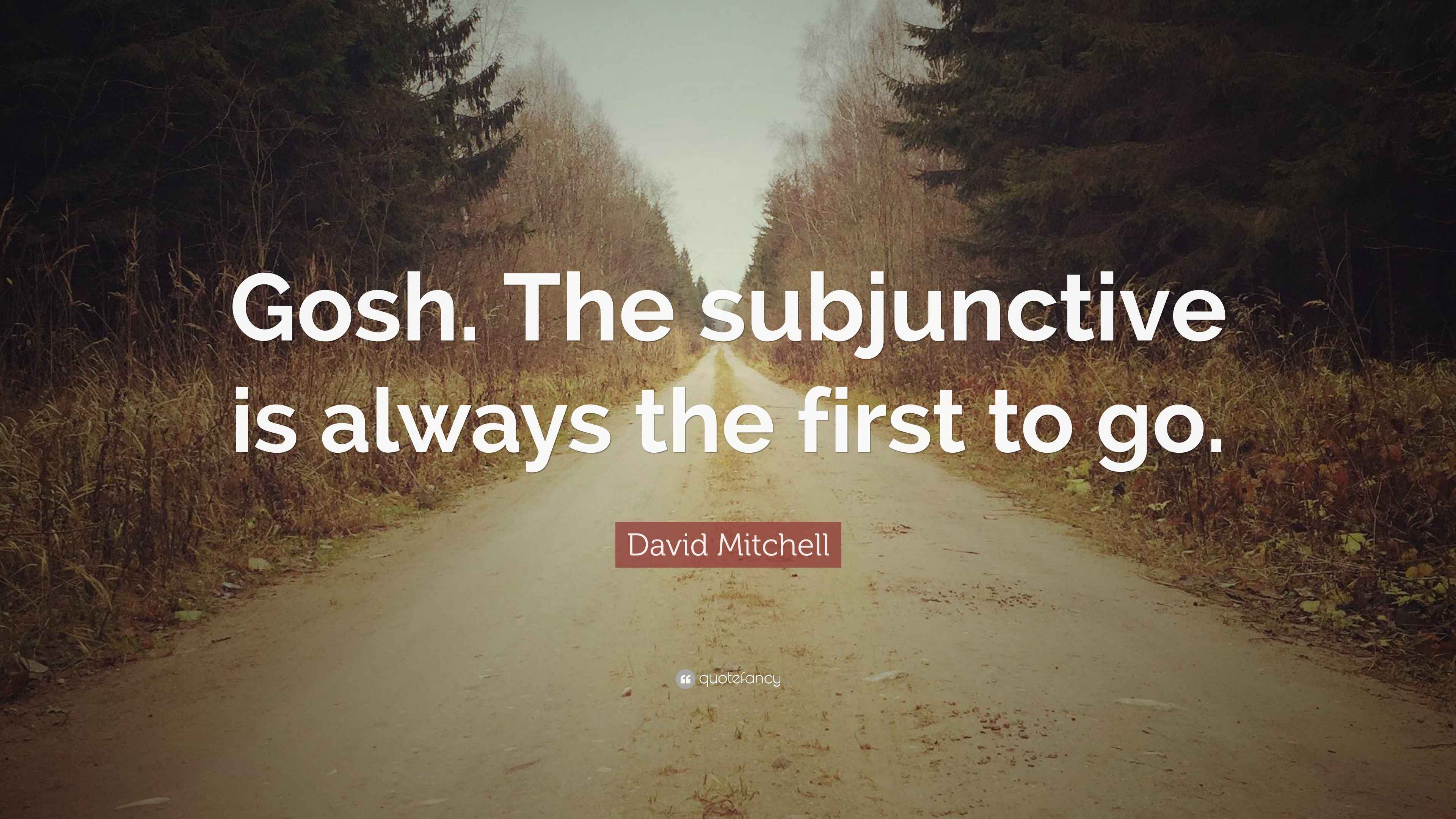 David Mitchell Quote: “Gosh. The subjunctive is always the first to go.”